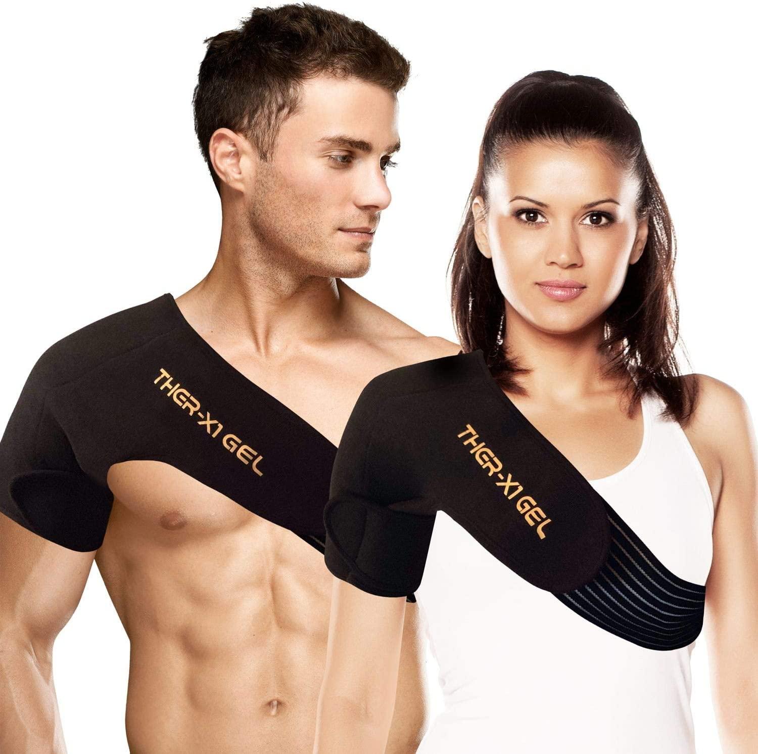 TherX Shoulder Brace with Reusable Gel Ice Pack Pain Relief for Rotator ...