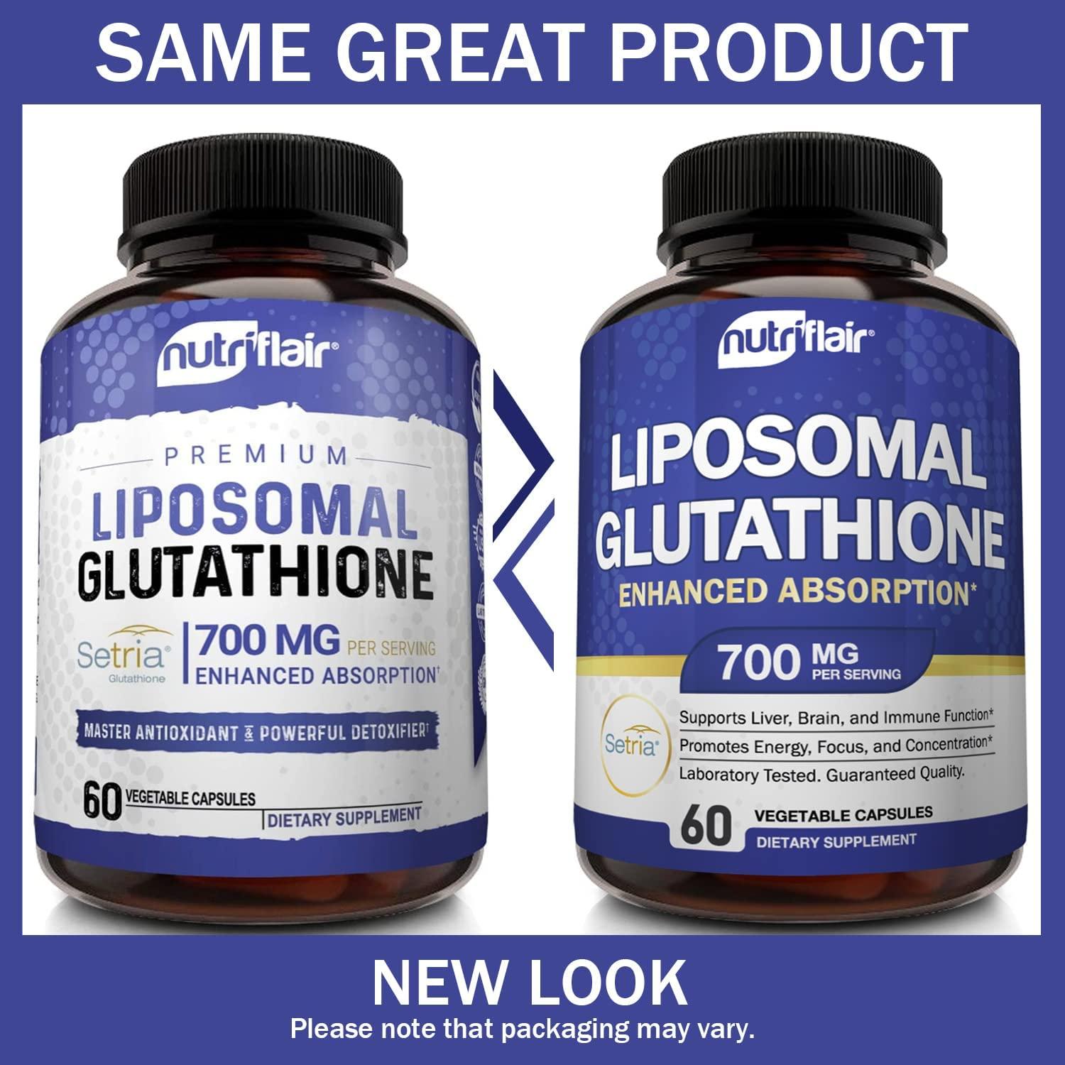 NutriFlair Liposomal Glutathione Setria 700mg - Pure Reduced Form for ...