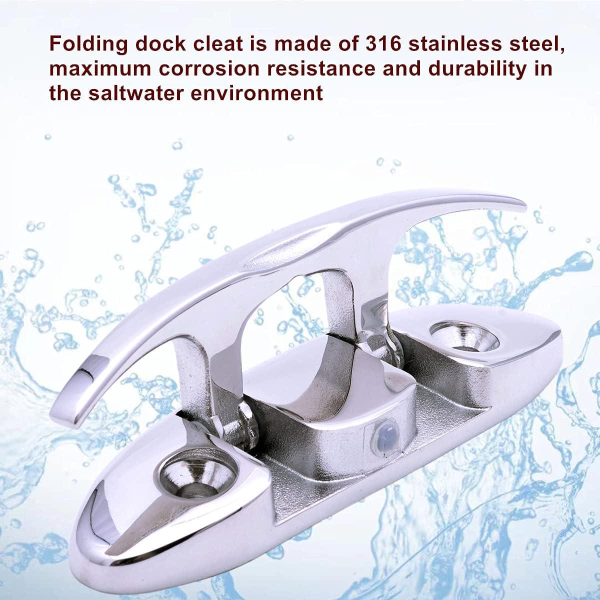 316 Stainless Steel Boat Flip Up Cleat - 4-1/2 Inch Folding Dock Cleat ...