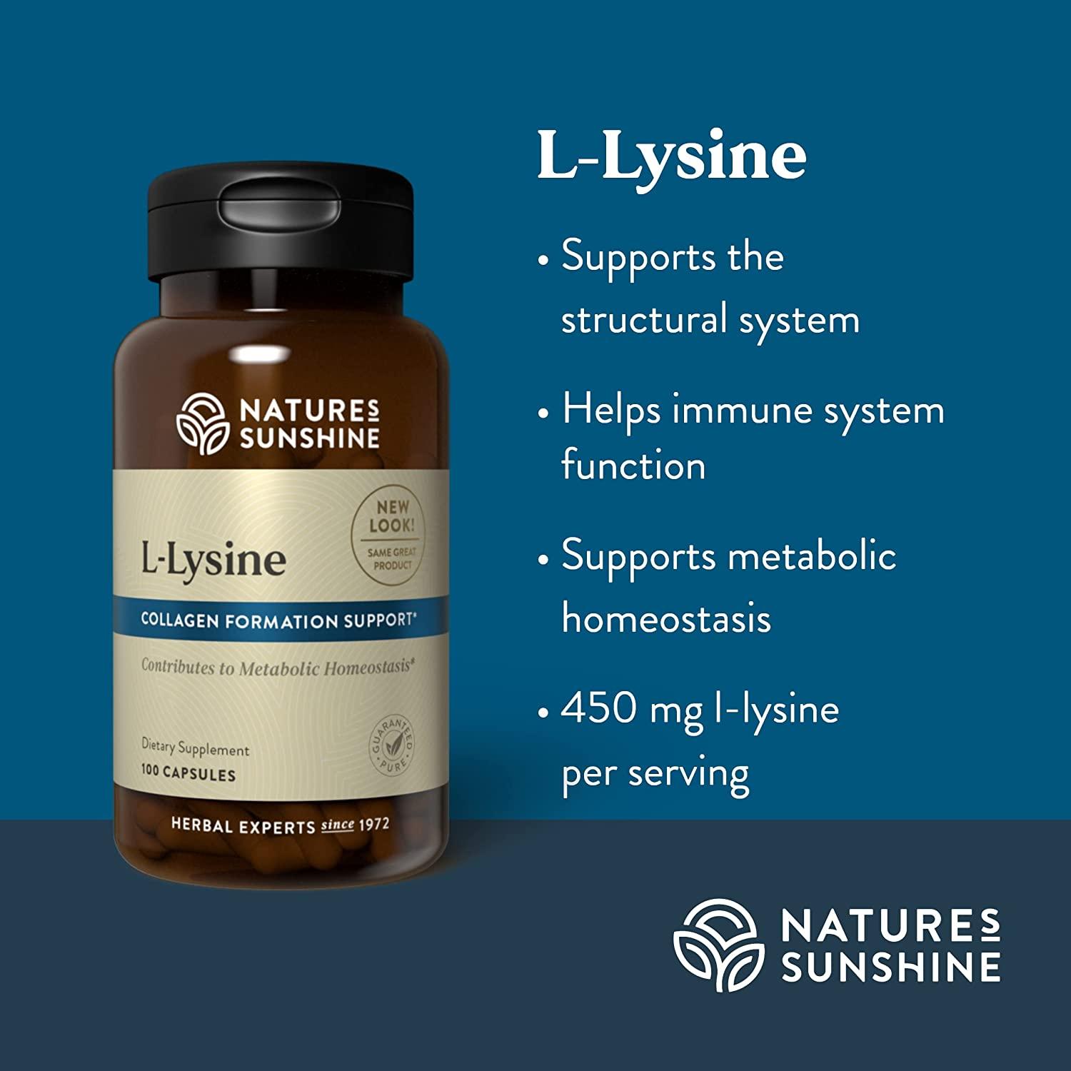 Nature's Sunshine L-Lysine 100 Capsules - Immune Support and Cold Sore ...