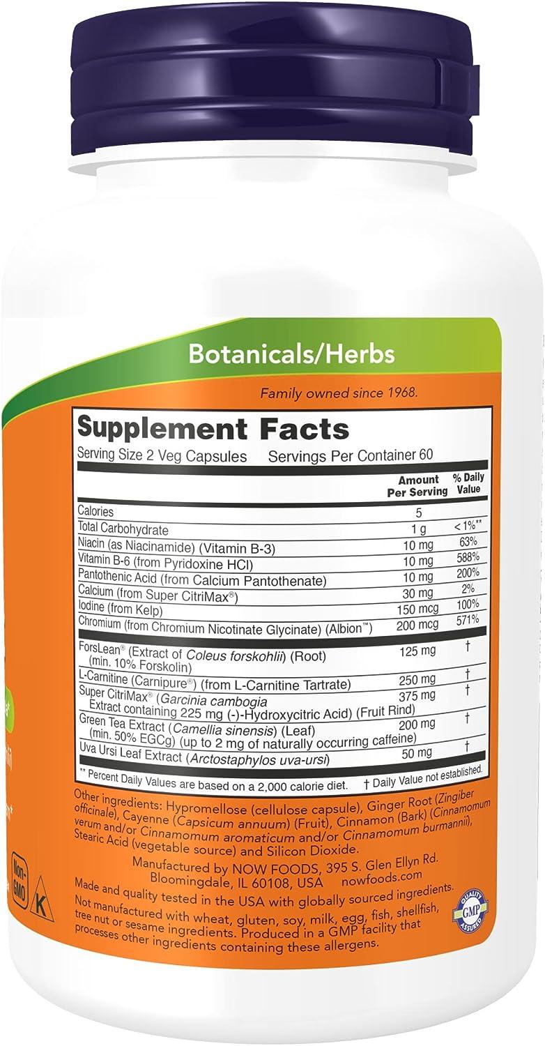 NOW Diet Support with ForsLean 120 Veg Capsules - Coleus forskohlii ...