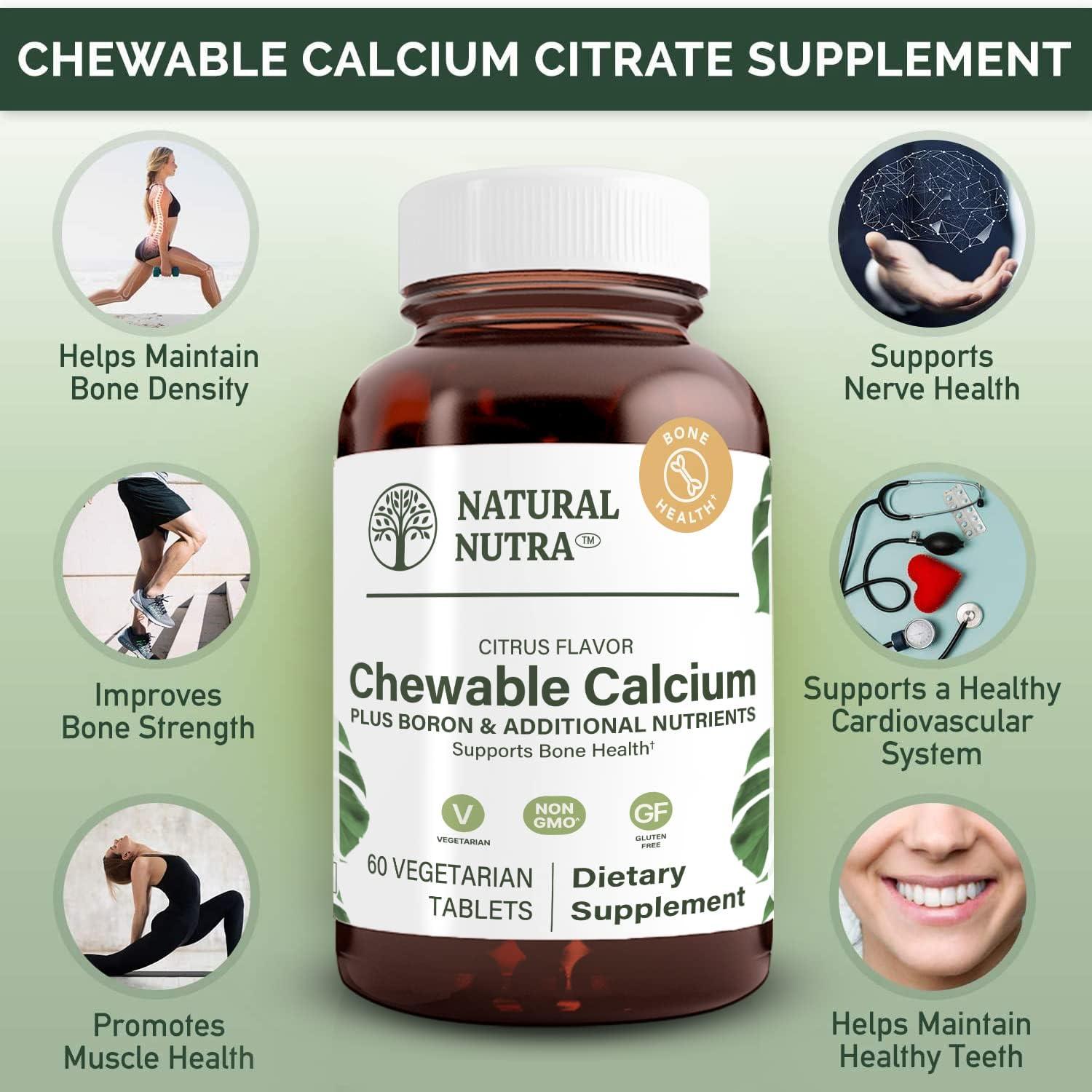 Natural Nutra Chewable Calcium Supplement for Bone & Muscle Health - 60 ...