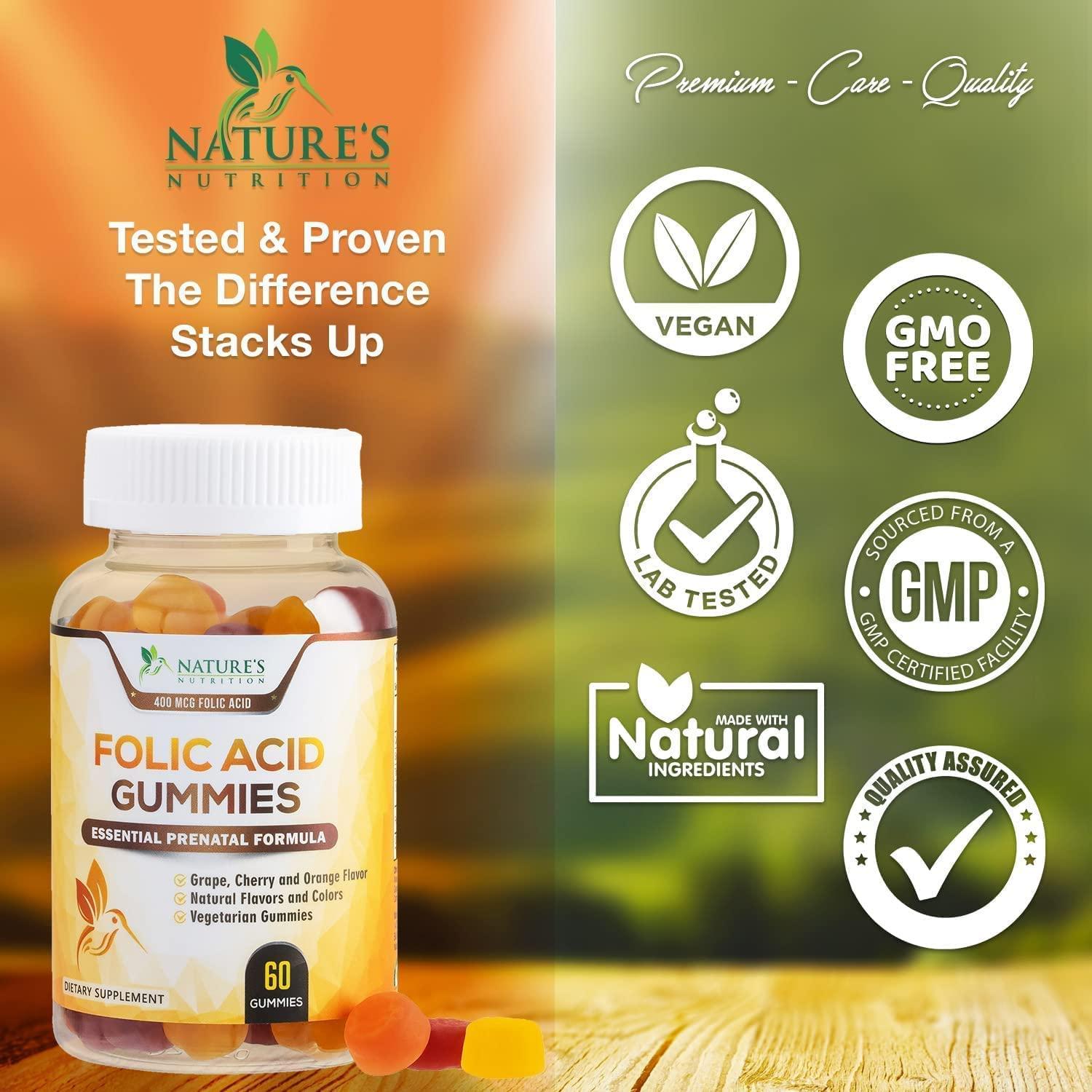 Folic Acid Gummies for Women 400mcg - Essential Prenatal Support for ...