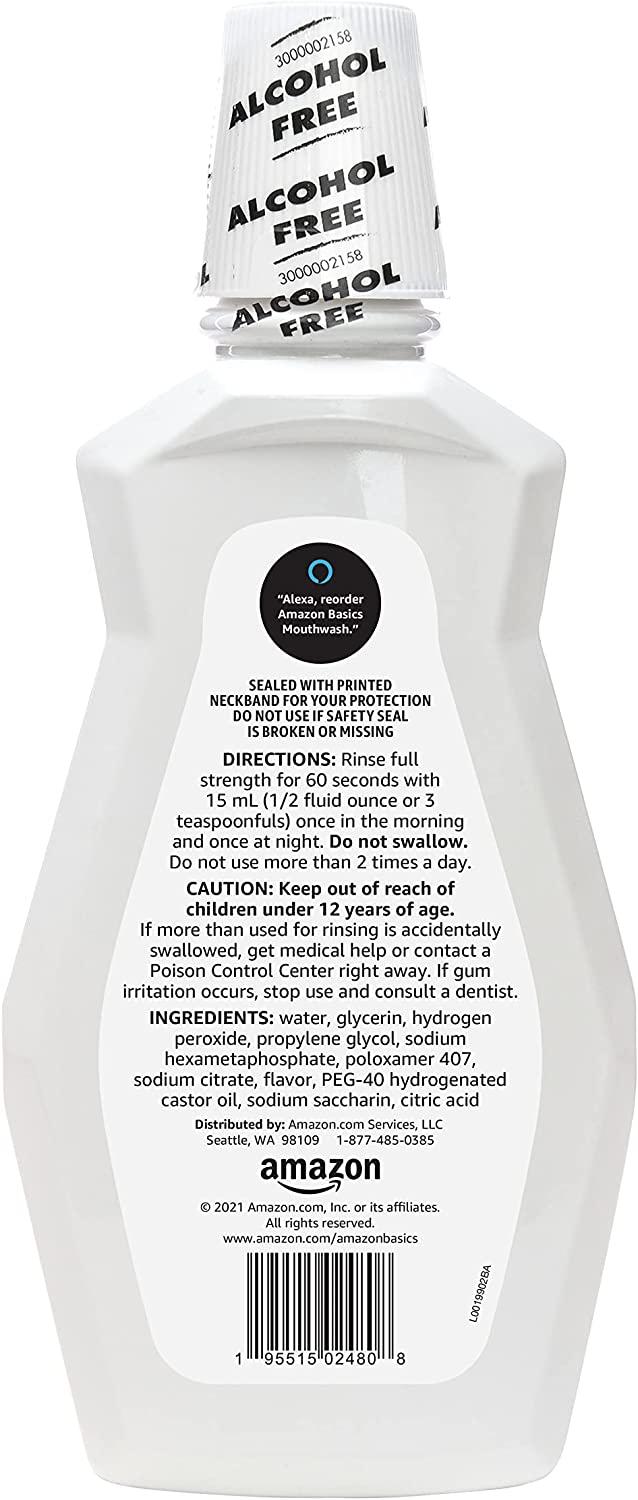 Amazon Basics Whitening Mouthwash - Alcohol Free Clean Mint, 32 Fl Oz ...