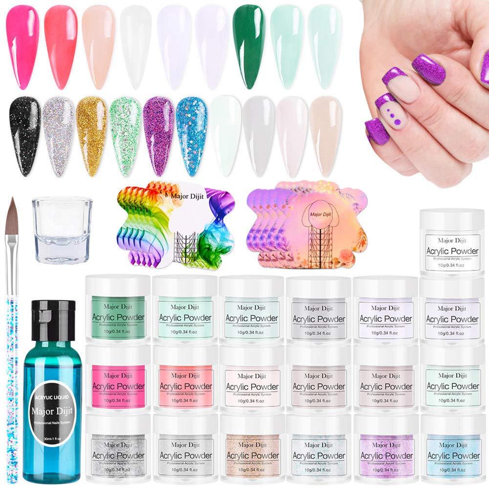 Ultimate Acrylic Nail Set - 3 Colors Powder & Liquid Brushes Templates ...