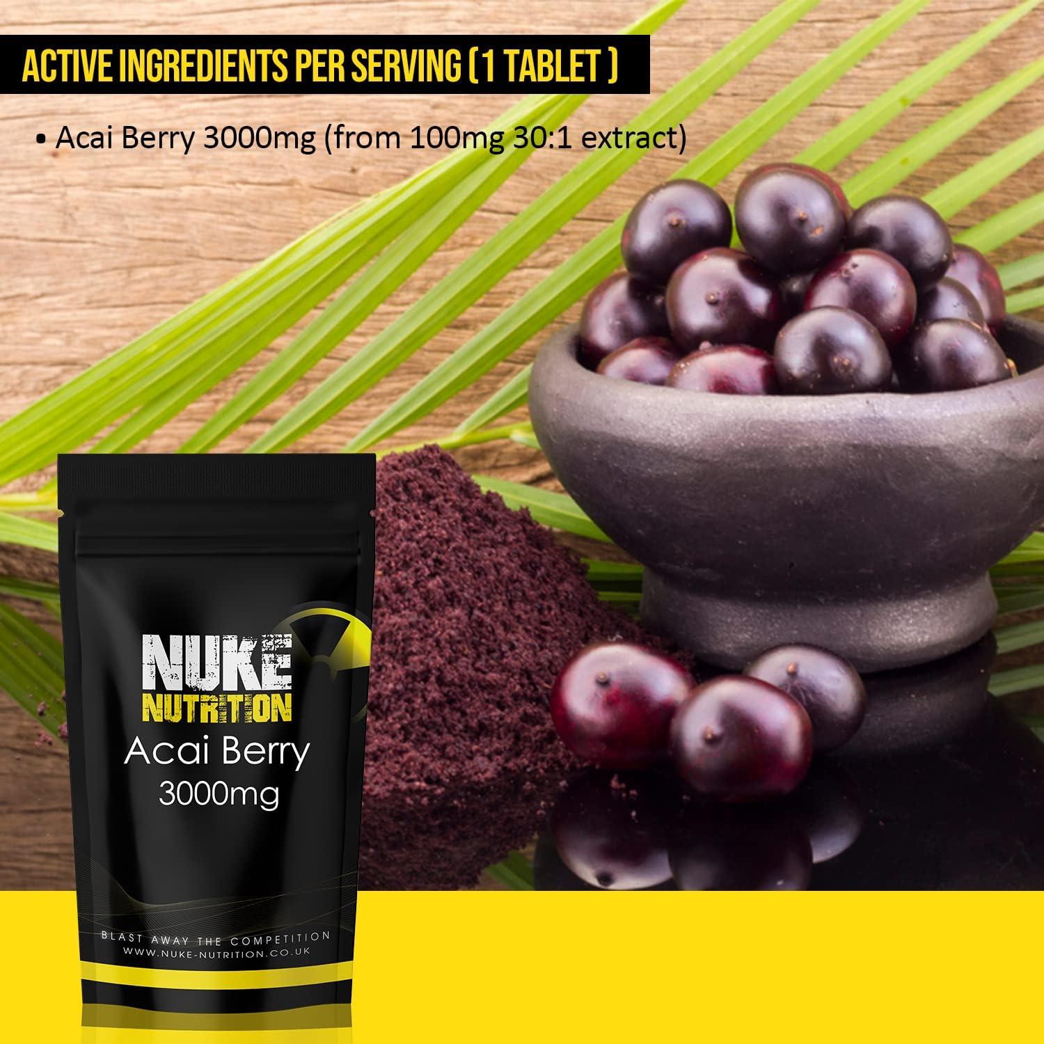 Nuke Nutrition Acai Berry Tablets - 5000mg Extract - Antioxidant & Anti ...