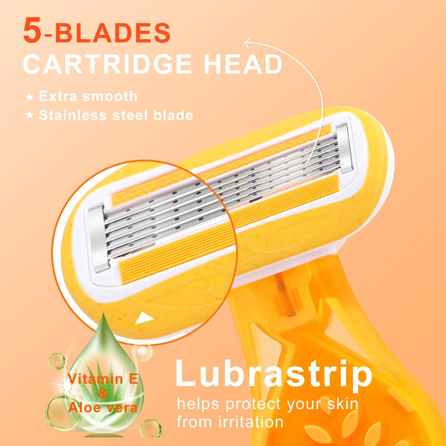 5-Blade Mini Razors for Women with Handle, Refills & Case - Portable ...