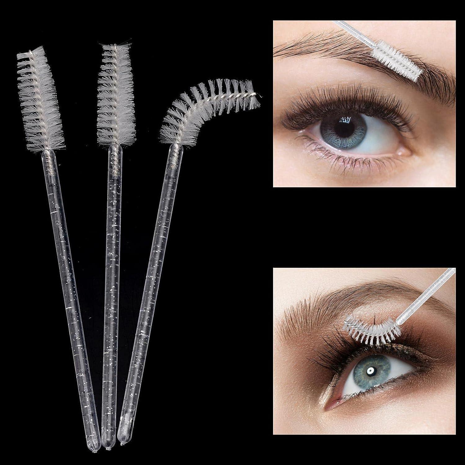300 Pcs Disposable Mascara Wands Crystal Spoolies Brush - White Eyelash ...