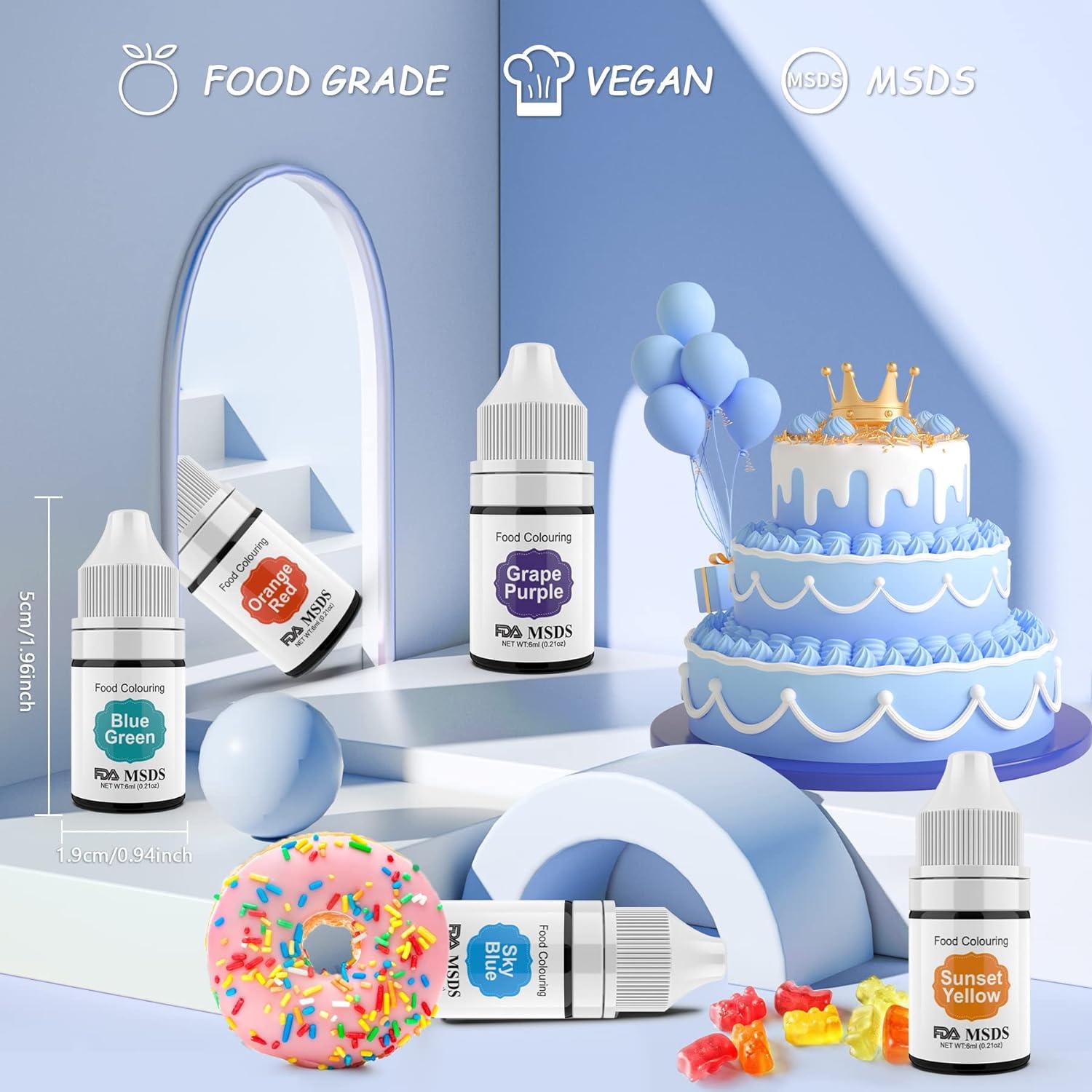 MENNYO Food Colouring-15 Colours x 6ml Liquid Concentrated Gel Food ...