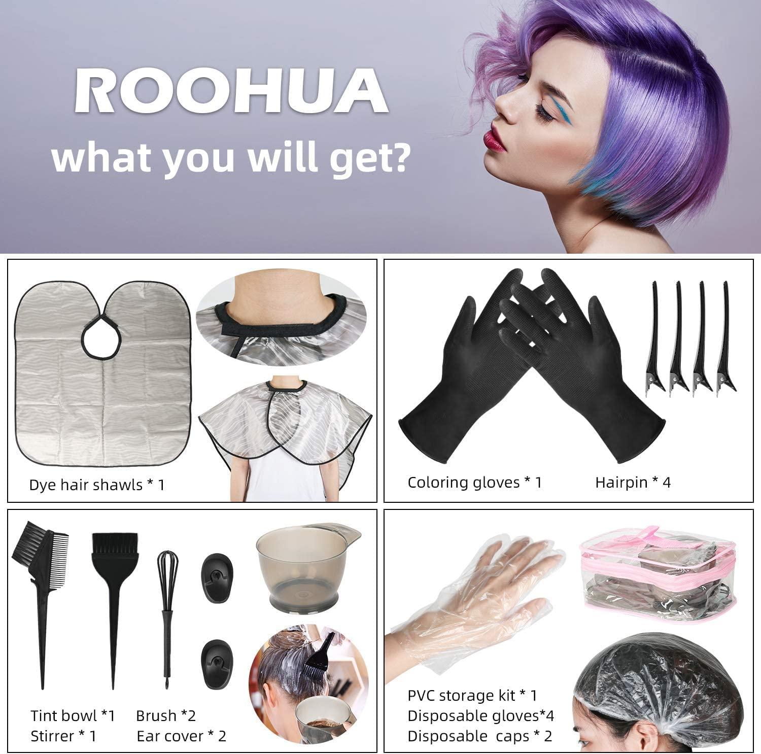 ROOHUA 16-Piece Hair Dye Coloring Kit - Hair Tinting Bowl, Agitator ...