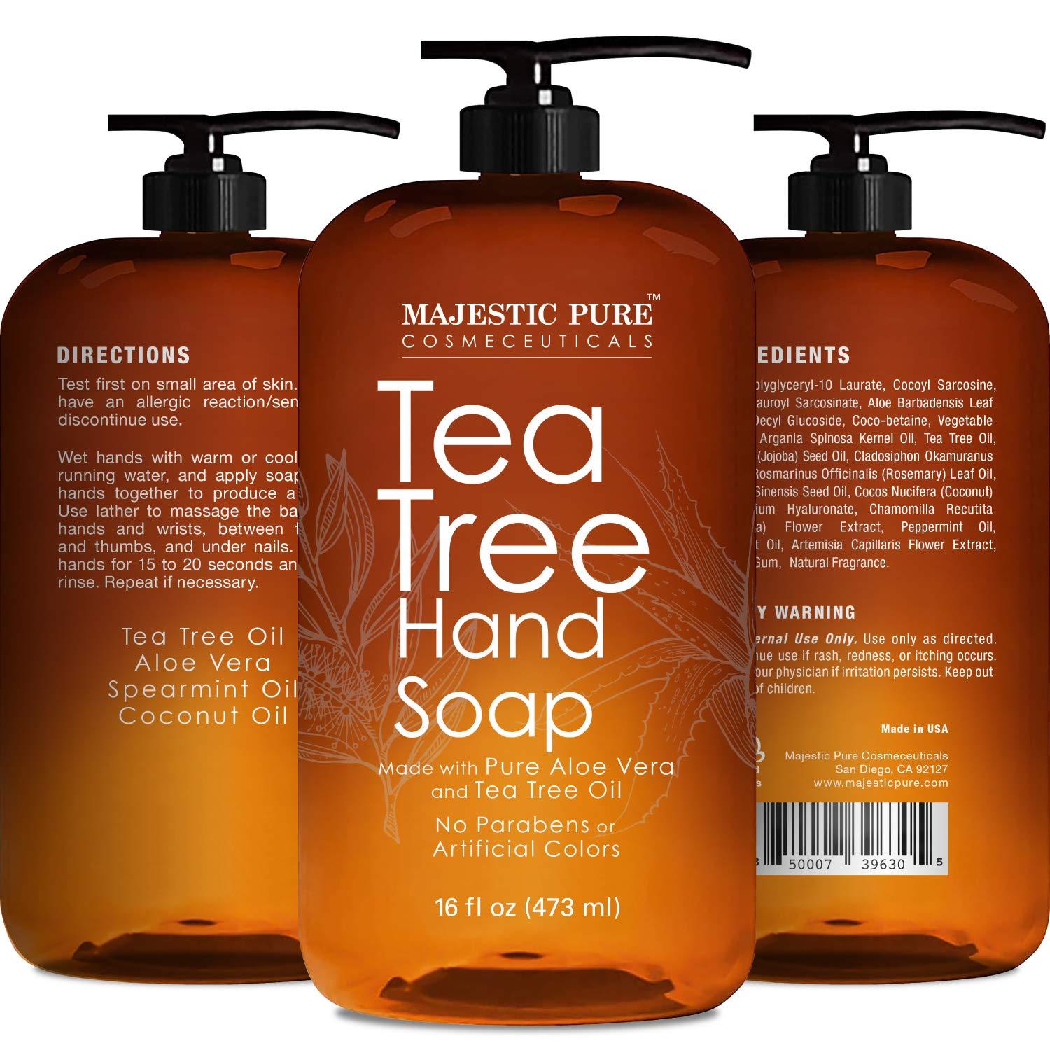 Majestic Pure Tea Tree Hand Soap - Aloe Vera & Rosemary - Sulfate Free ...