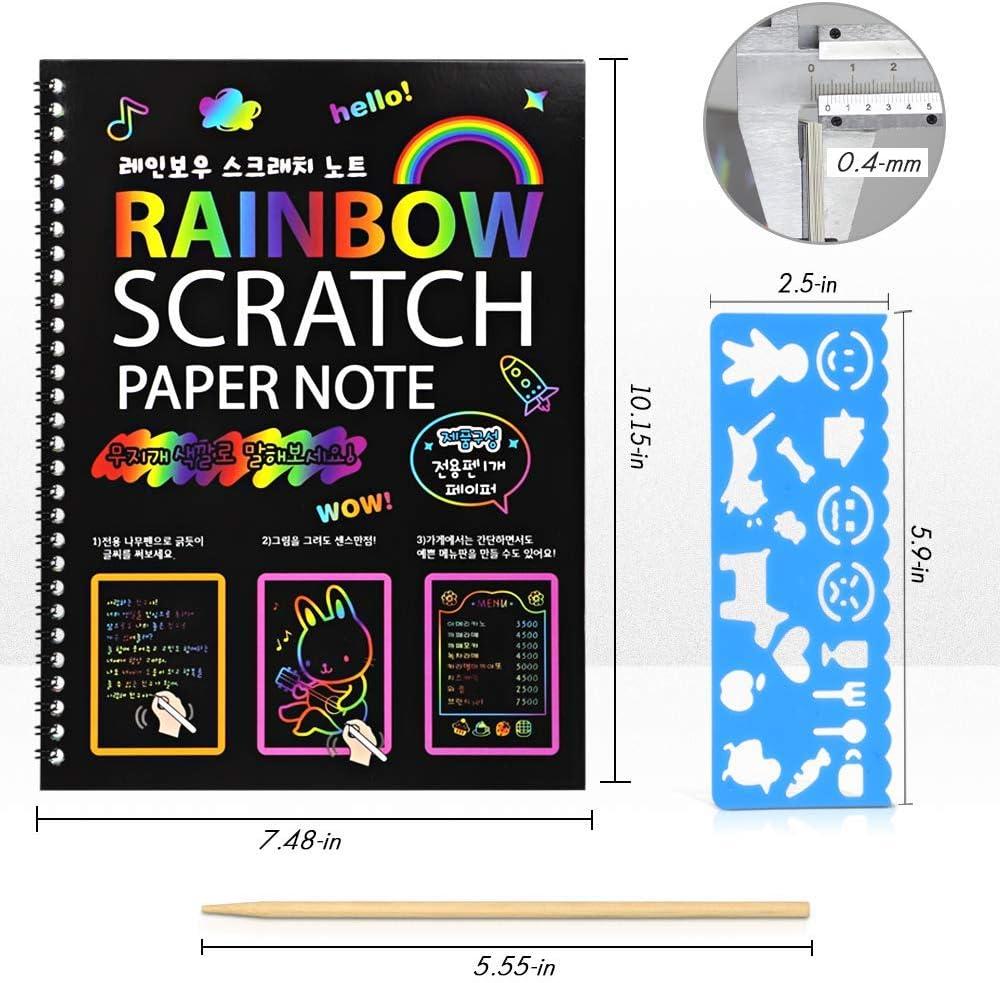 4 Pack Kids Scratch Art Drawing Notebook Set - Large Rainbow Scratch ...