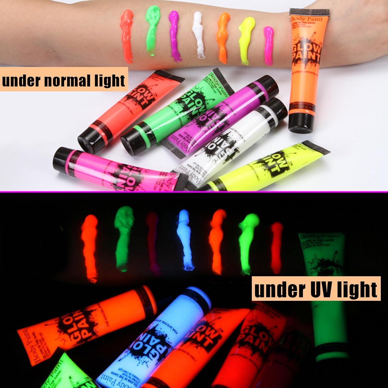 6pcs Glow In The Dark UV Face Paint Set for Halloween, Party & Cosplay ...