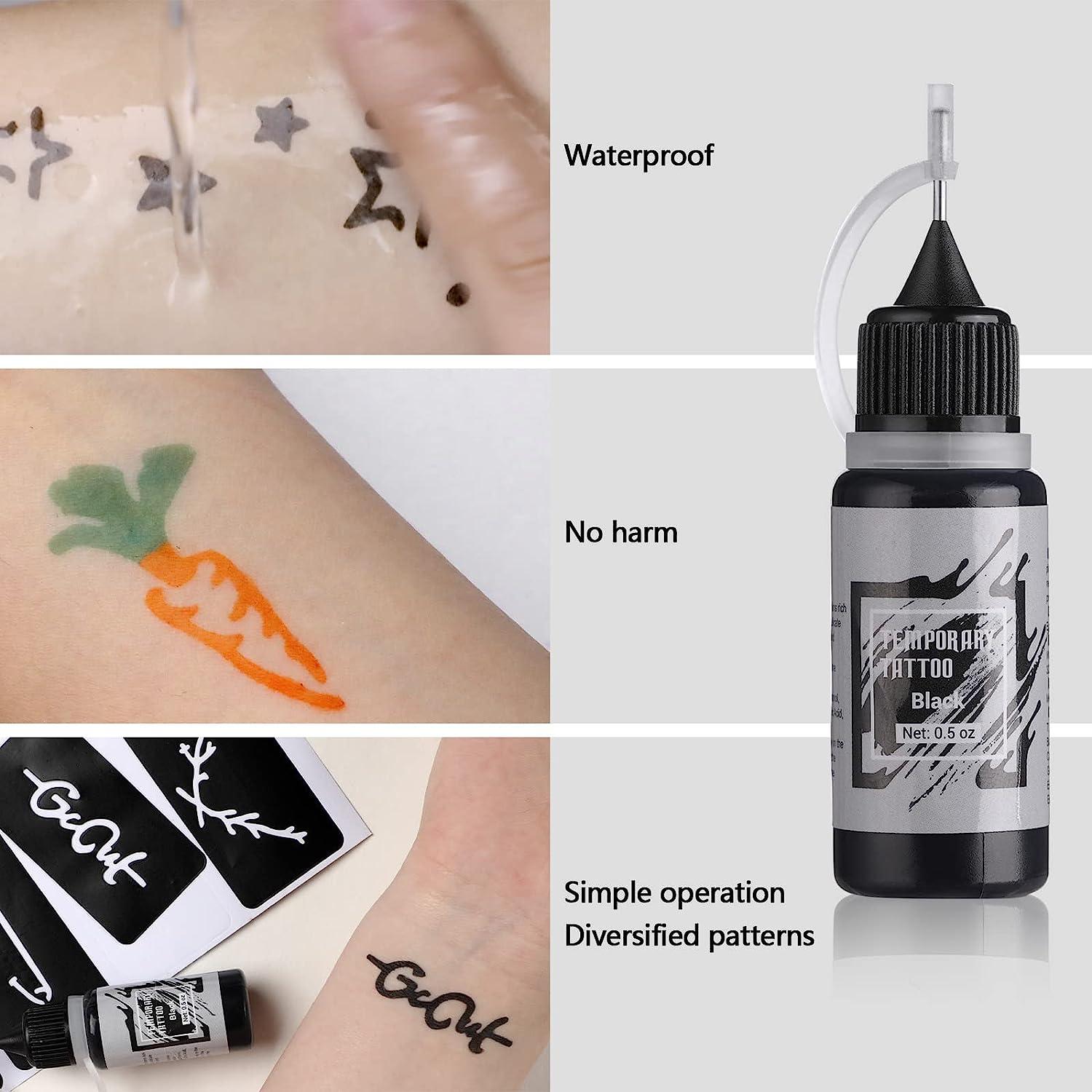 STIGMA Temporary Tattoo Kit - 10 Color Inks, 84 Stencils, DIY Body ...