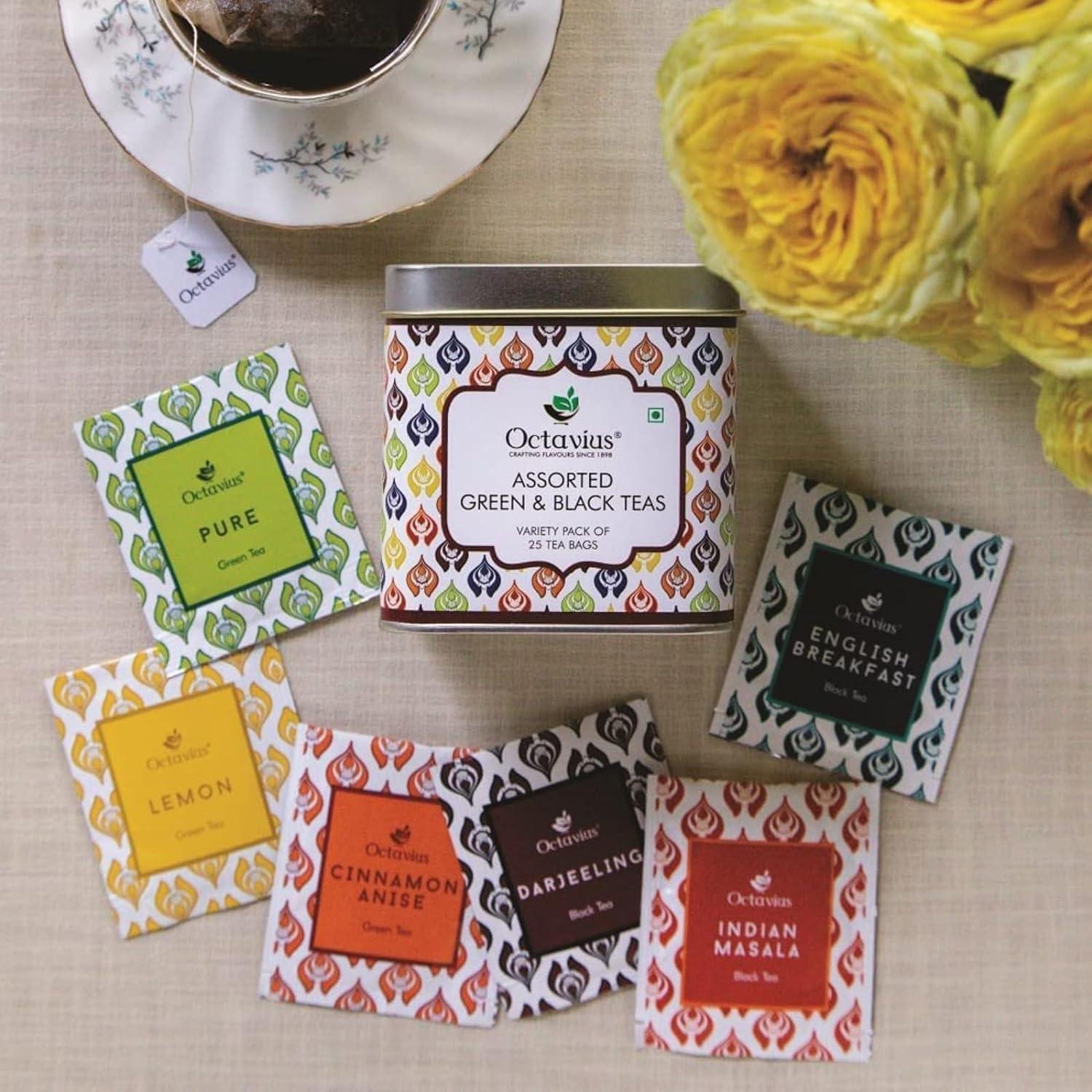 Octavius | Assorted Tea Bag Sampler Gift Set - 6 Tea Flavors | 100 ...