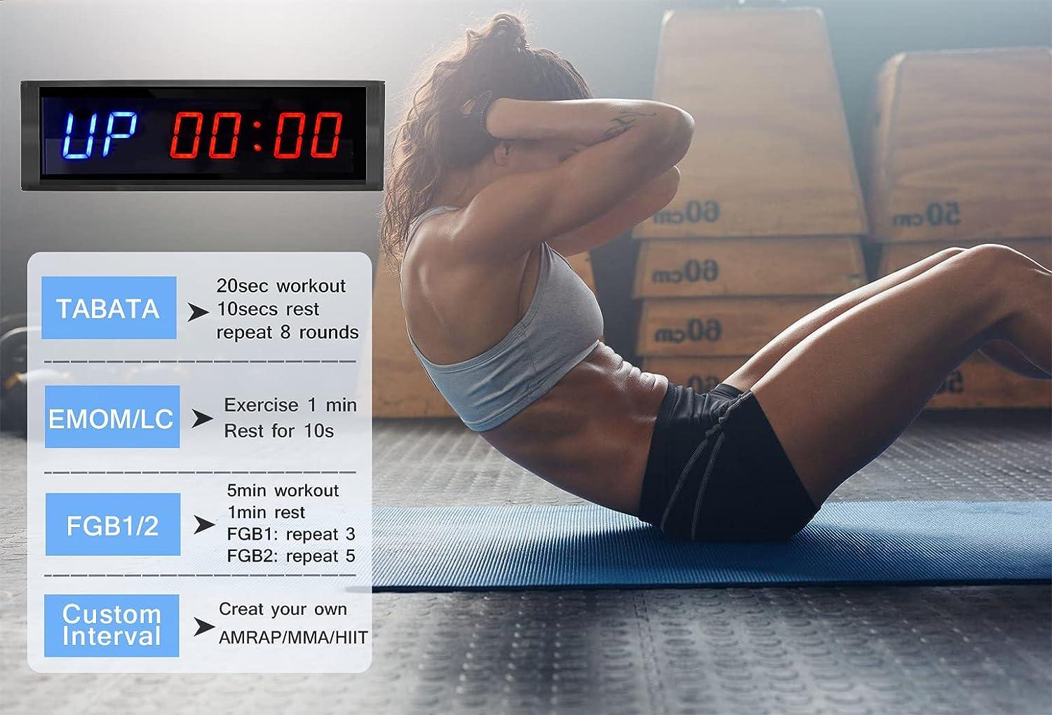 Naoeleii Gym Timer Clock with Remote - Large LED Workout Timer for Home ...