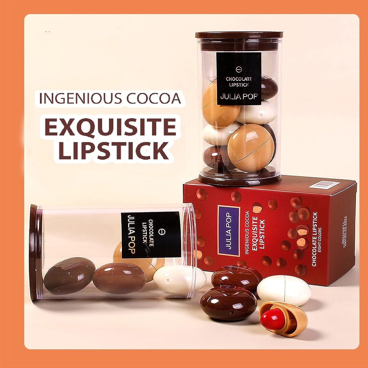 Chocolate Lipstick Set: 8 Waterproof Mini Capsule Pills in Matte Velvet ...