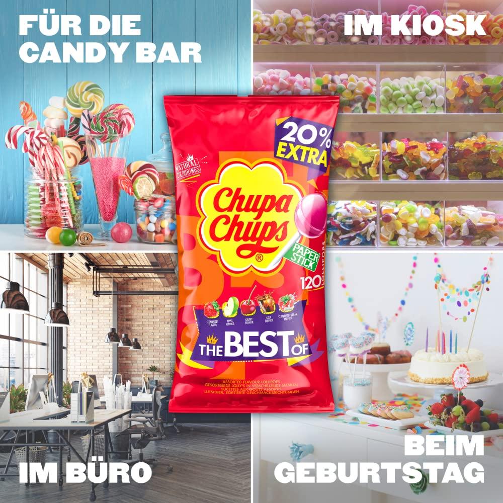 Chupa Chups Best of Lutscher Bag - 120 Lollipops (6 Flavors: Cola ...