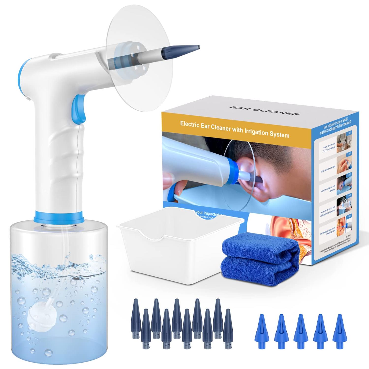 Electric Ear Wax Removal System with 15 Disposable Tips - Earwax ...