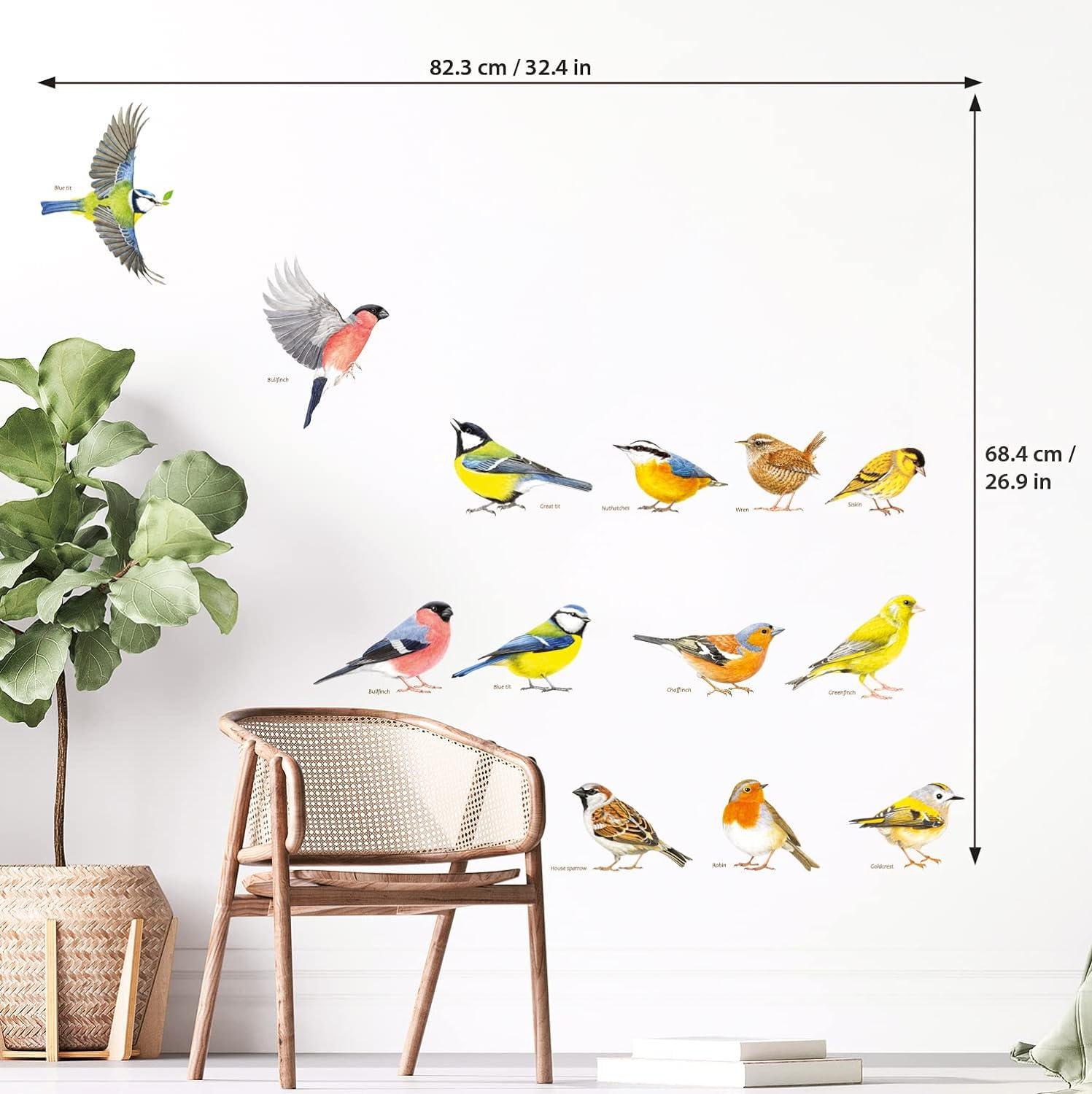 DECOWALL DS-8043 Garden Birds Wall Stickers - Watercolor Flying Bird ...