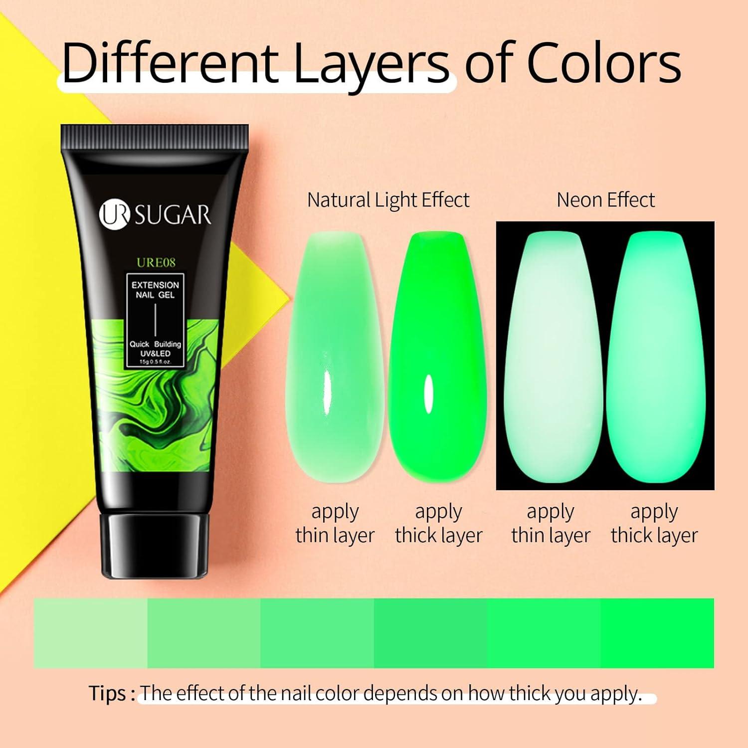 Ur Sugar Polygel Set Neon - 6 Color Nail Extension Gel Tubes | Green ...