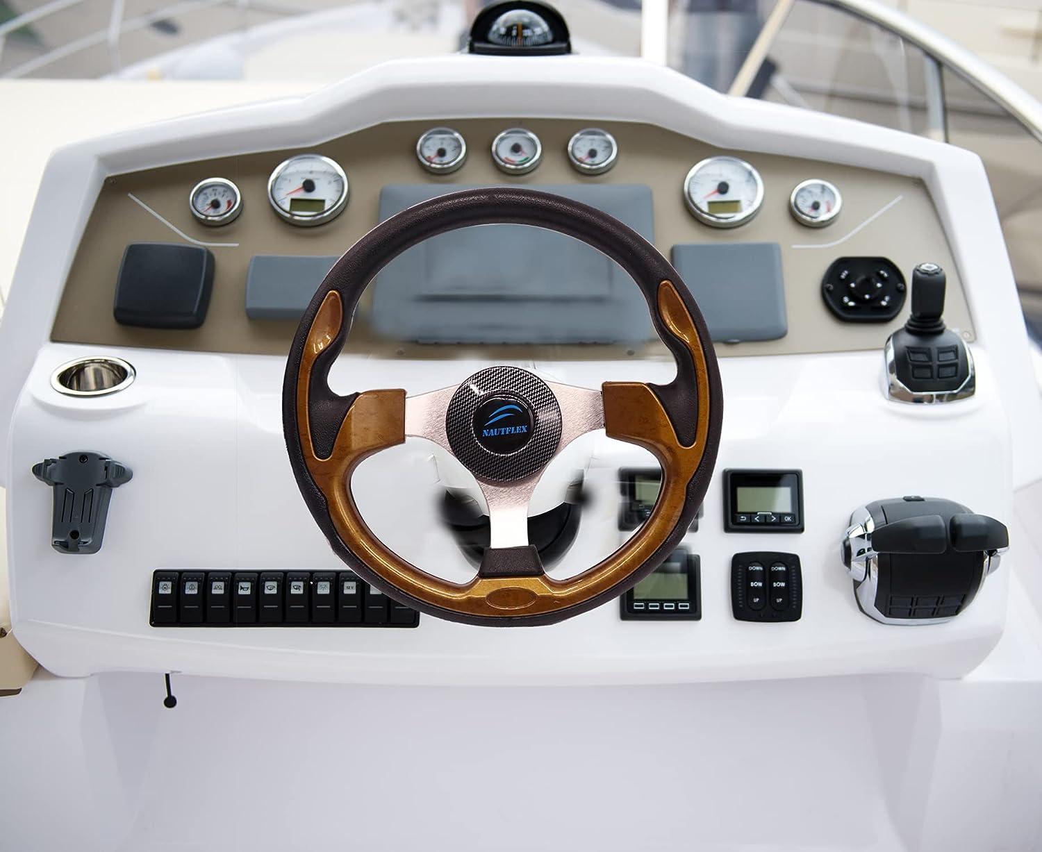 12-1/2 Inch Marine Aluminum Boat Steering Wheel | Pontoon Boat & Yacht ...