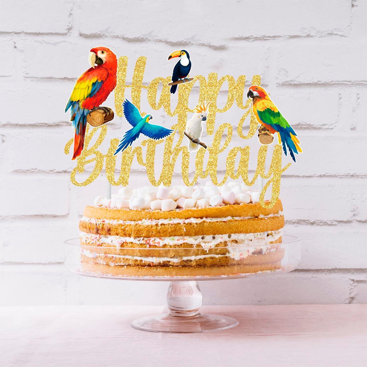 Parrot Birthday Cake Decoration Tropical Bird Birthday Cake Topper ...