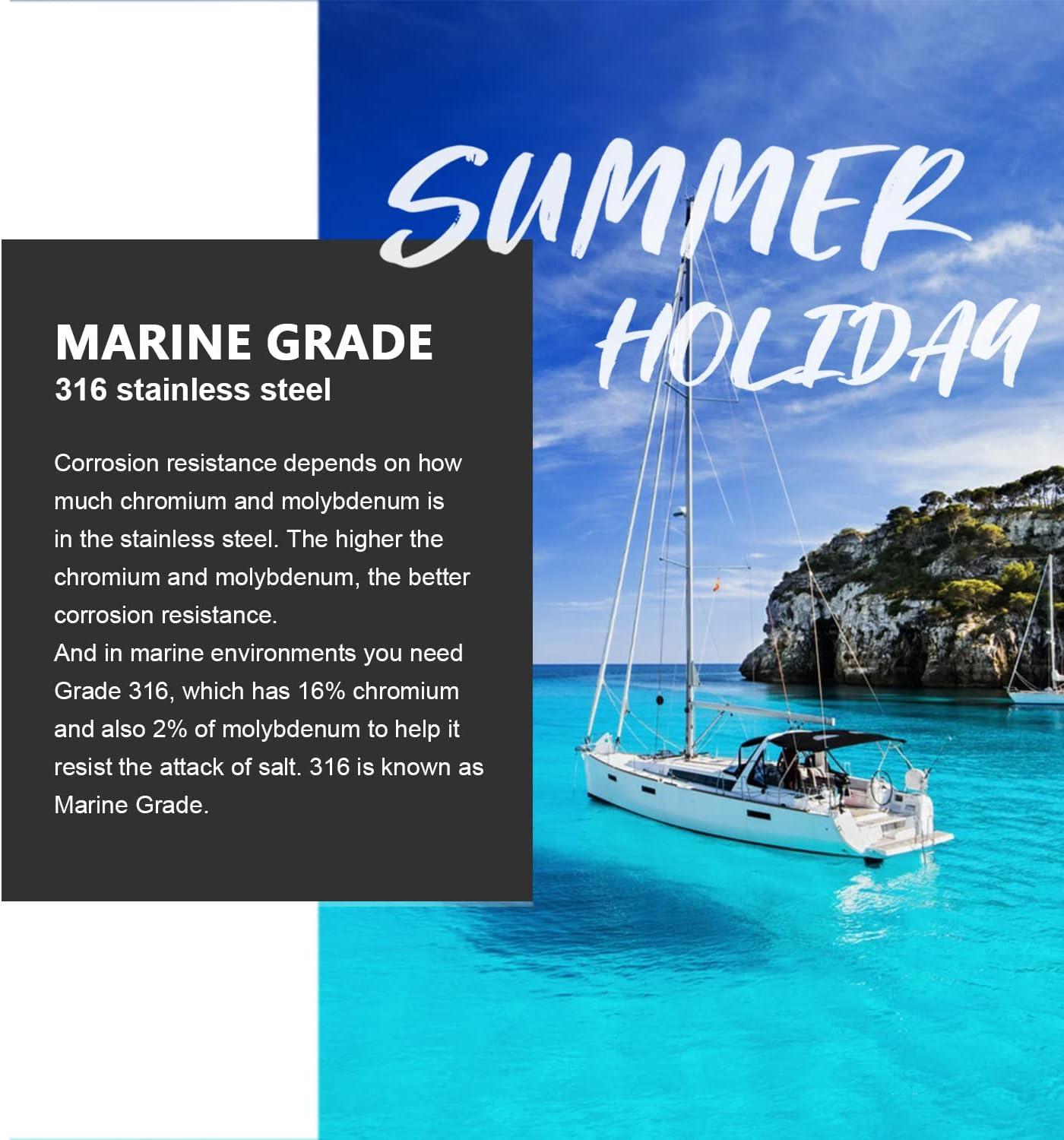 316 Stainless Steel Swivel Snap Shackle Set for Sailing Rigging - 3-1/2 ...