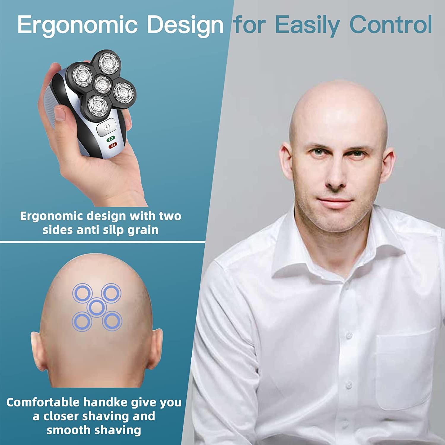 5-in-1 Electric Head Shaver for Bald Men - Waterproof Wet Dry Razor for ...
