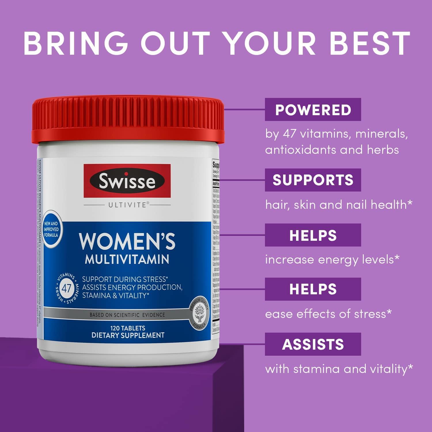 Swisse Womenâ€™s Ultivite Multivitamin - 120 Tablets for Optimal Health ...