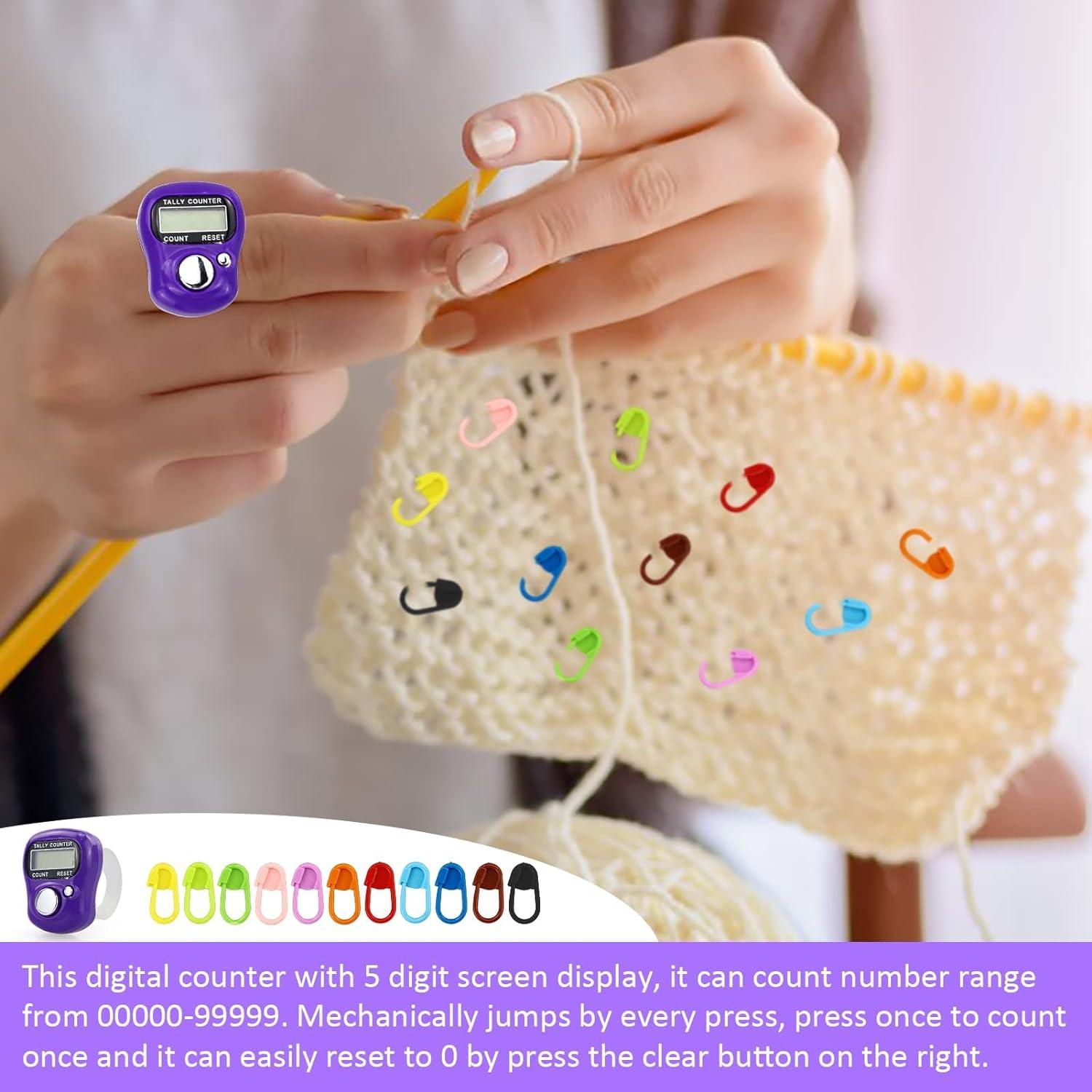 LAMXD Knit Counter with 20 Stitch Markers - Finger Digital Row Counter ...