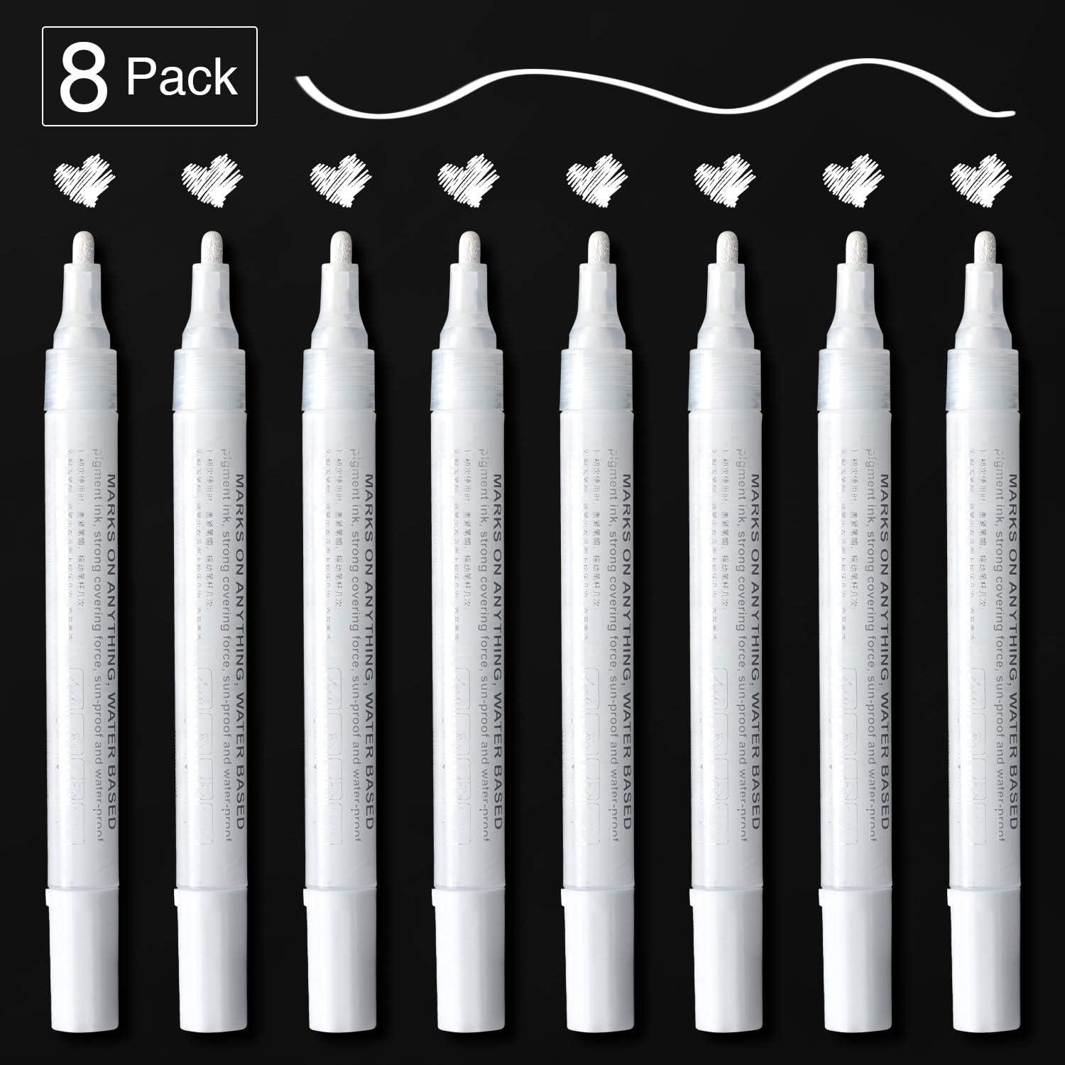 8Pack Acrylic White Paint Marker Set for Art - Ideal for Rock Painting ...