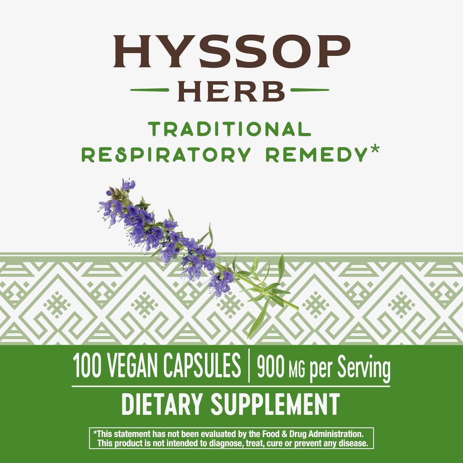 Nature's Way Hyssop Herb 900 mg - 100 Vegan Capsules for Immune Support ...