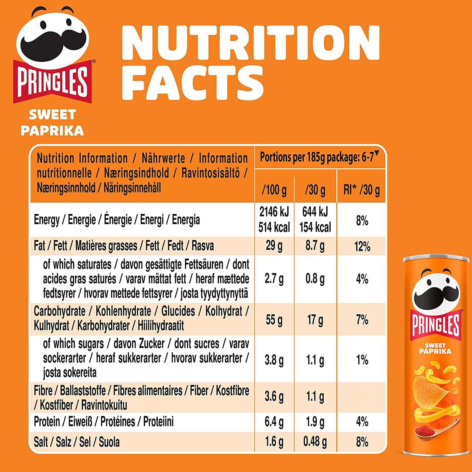 Buy Pringles Sweet Paprika 8-Pack (185g) - Irresistible Crisp Chips ...