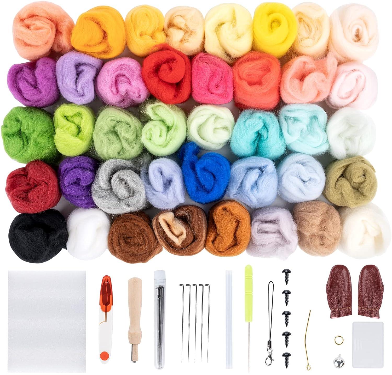 Needle Felting Kit - 40 Colors Wool Roving Set for Beginners | Felting ...