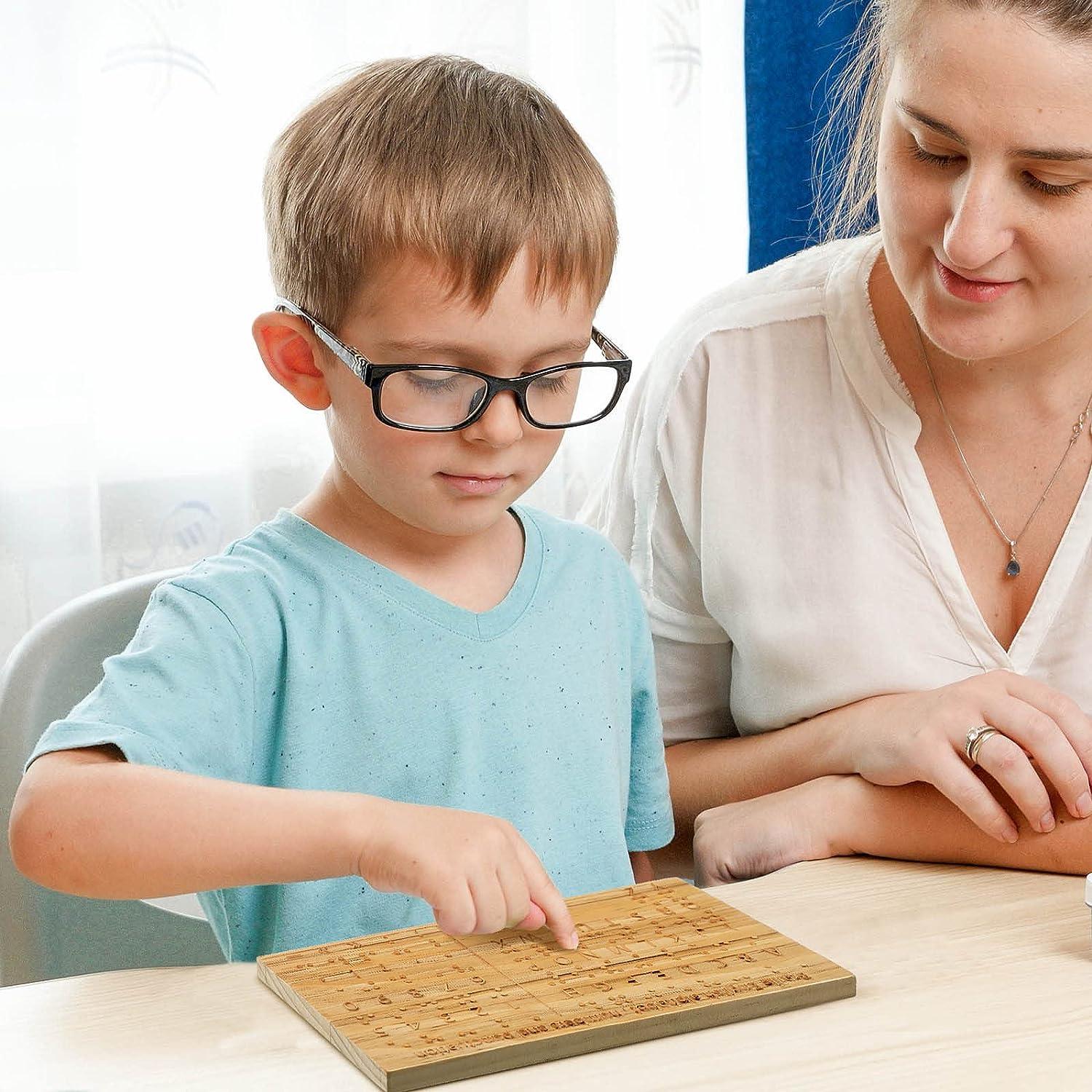 Braille Alphabet Board 8.7x6.3 Inches Wood | Educational Tool for Sight ...