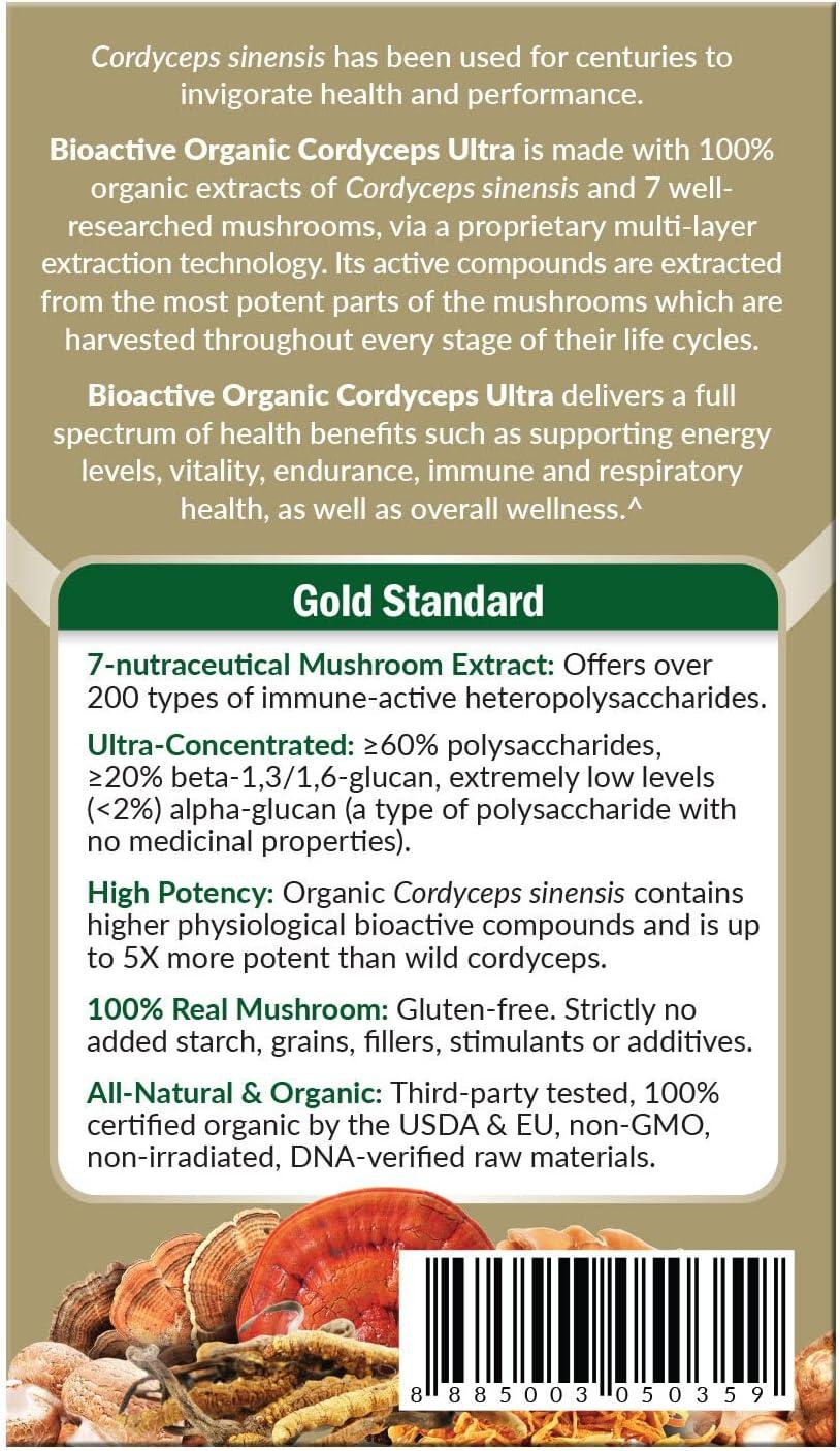 LABO Nutrition Organic Cordyceps Ultra 8 Medicinal Mushroom Supplement ...