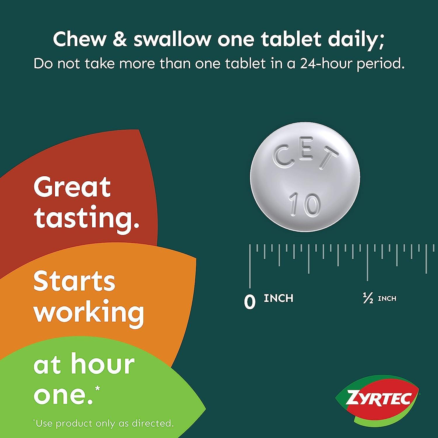 Zyrtec 24-Hour Allergy Relief Chewable Tablets - 10mg Cetirizine HCl ...
