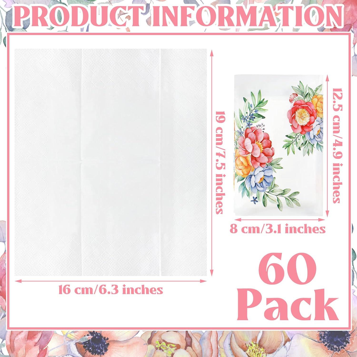 60 Pack 3 Ply Pocket Facial Tissues with Floral Patterns - Travel Size ...