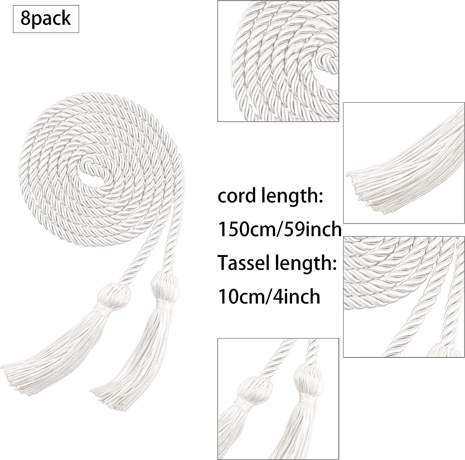 Trounistro 8-Piece White Graduation Cords Yarn Honor Set for College ...