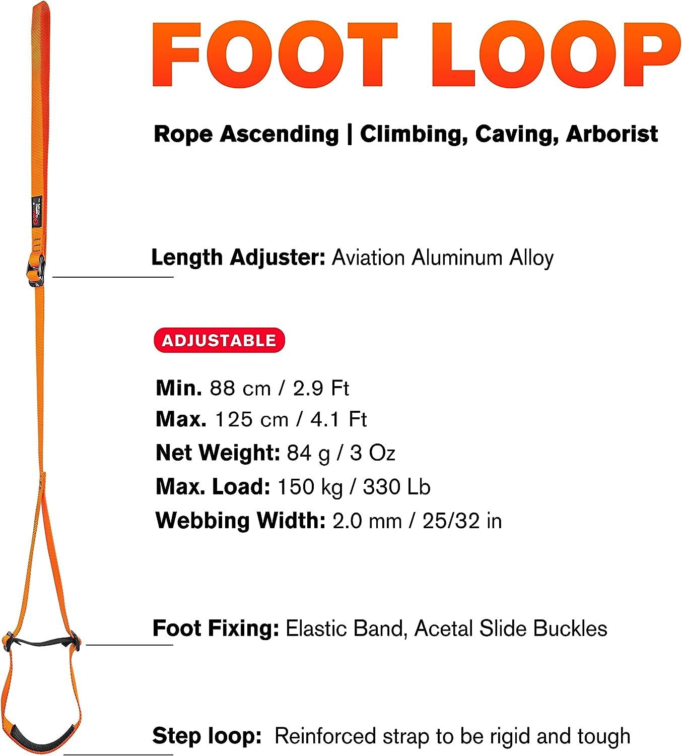 GM CLIMBING Foot Loop Ascender Sling - Adjustable Rope Ascending Gear ...