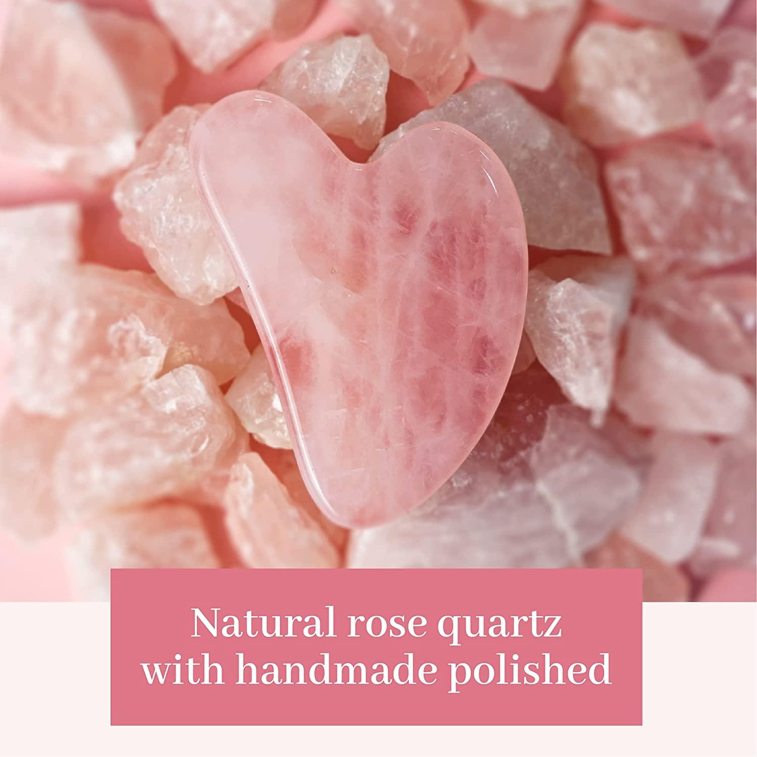 Rose Quartz Gua Sha Facial Tool - Natural Jade Stone for Spa ...
