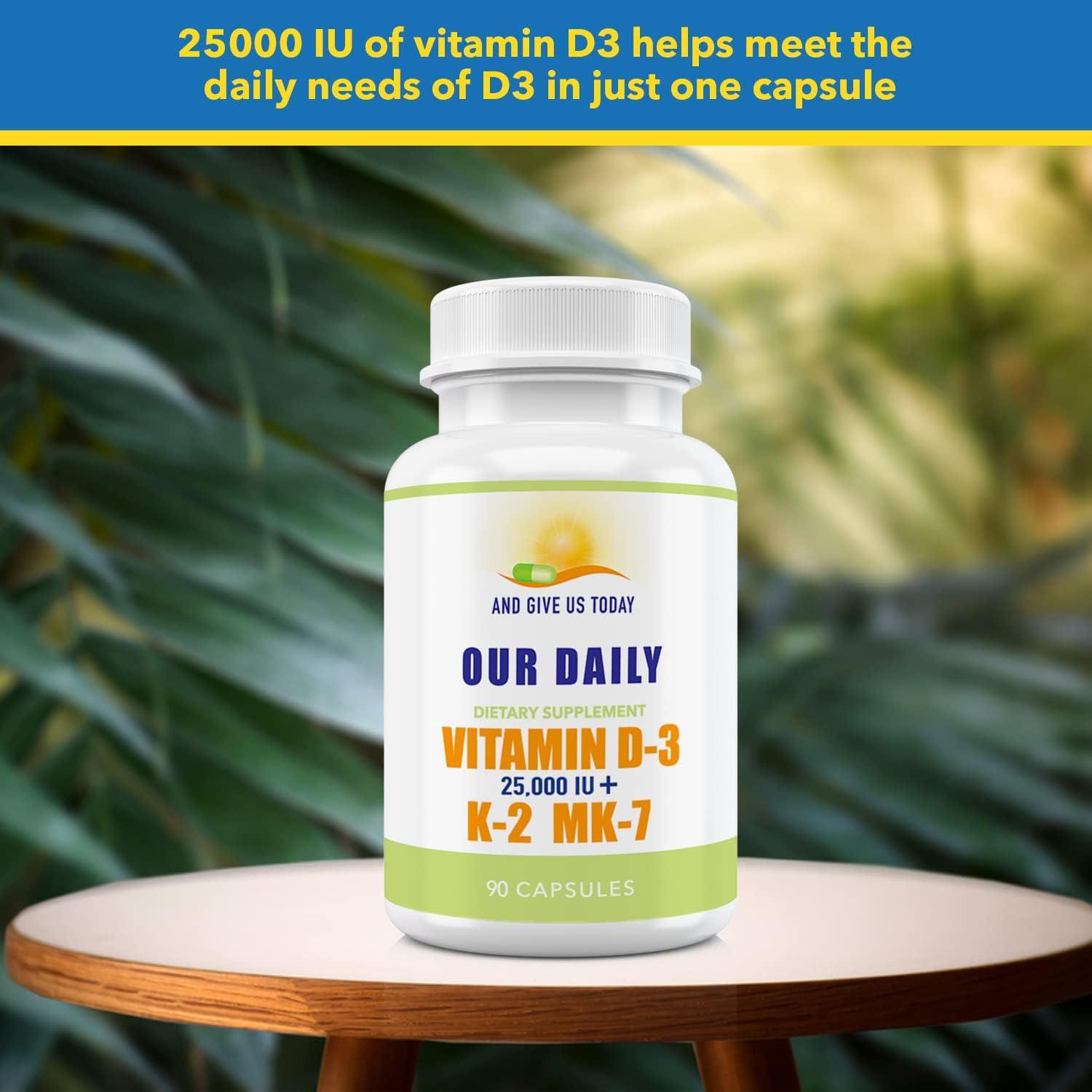 High Potency Vitamin D-3 25,000 IU + K2 Supplement - Bone, Immune, Mood ...