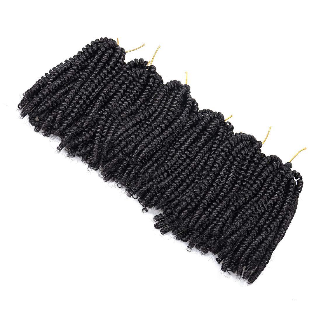 6 Packs Spring Twist Braiding Hair 8 Inch 1B - Synthetic Fiber Fluffy ...
