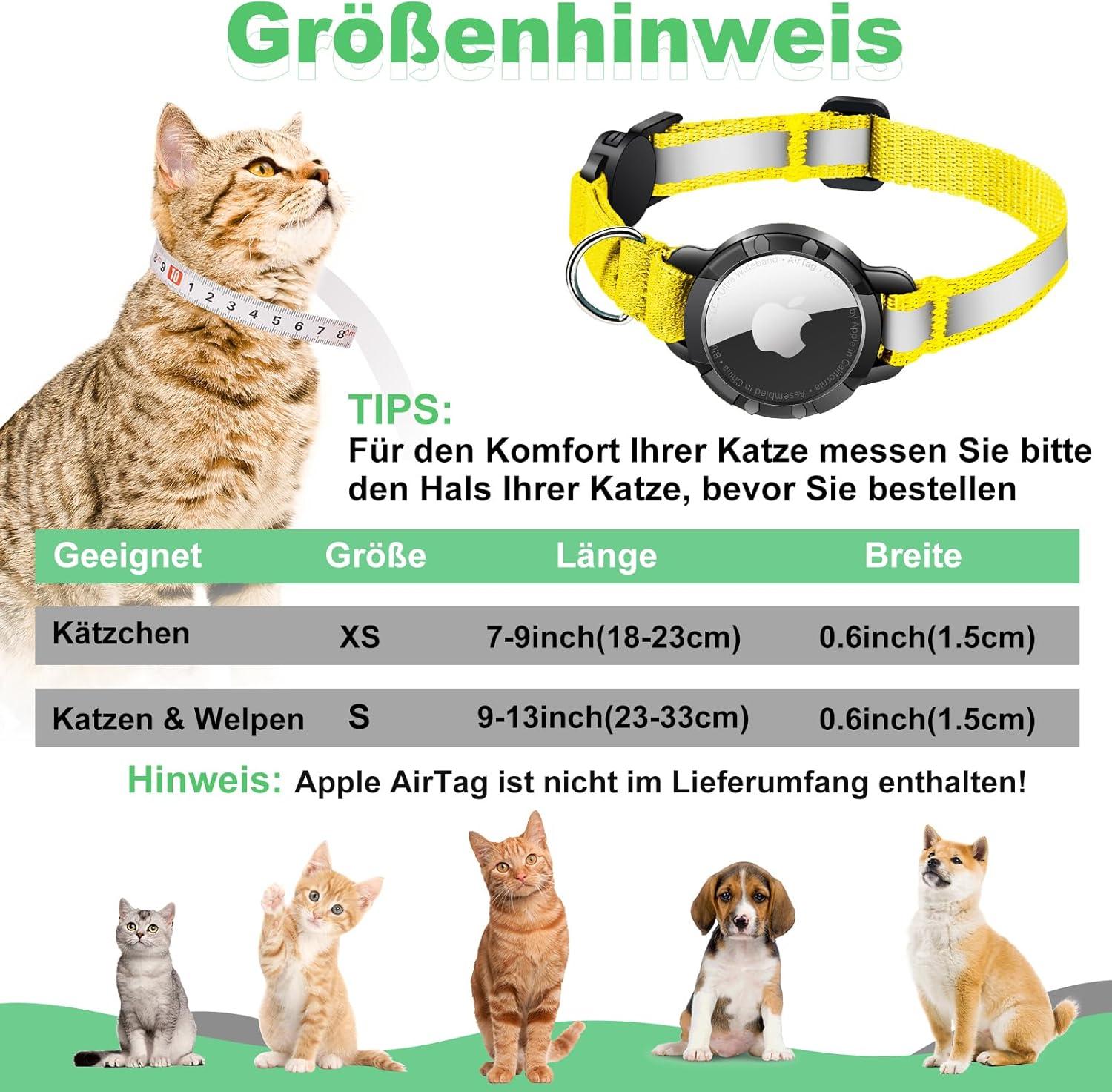 Airtag Cat Neck Band - Waterproof Reflective Collar for Cats & Small ...