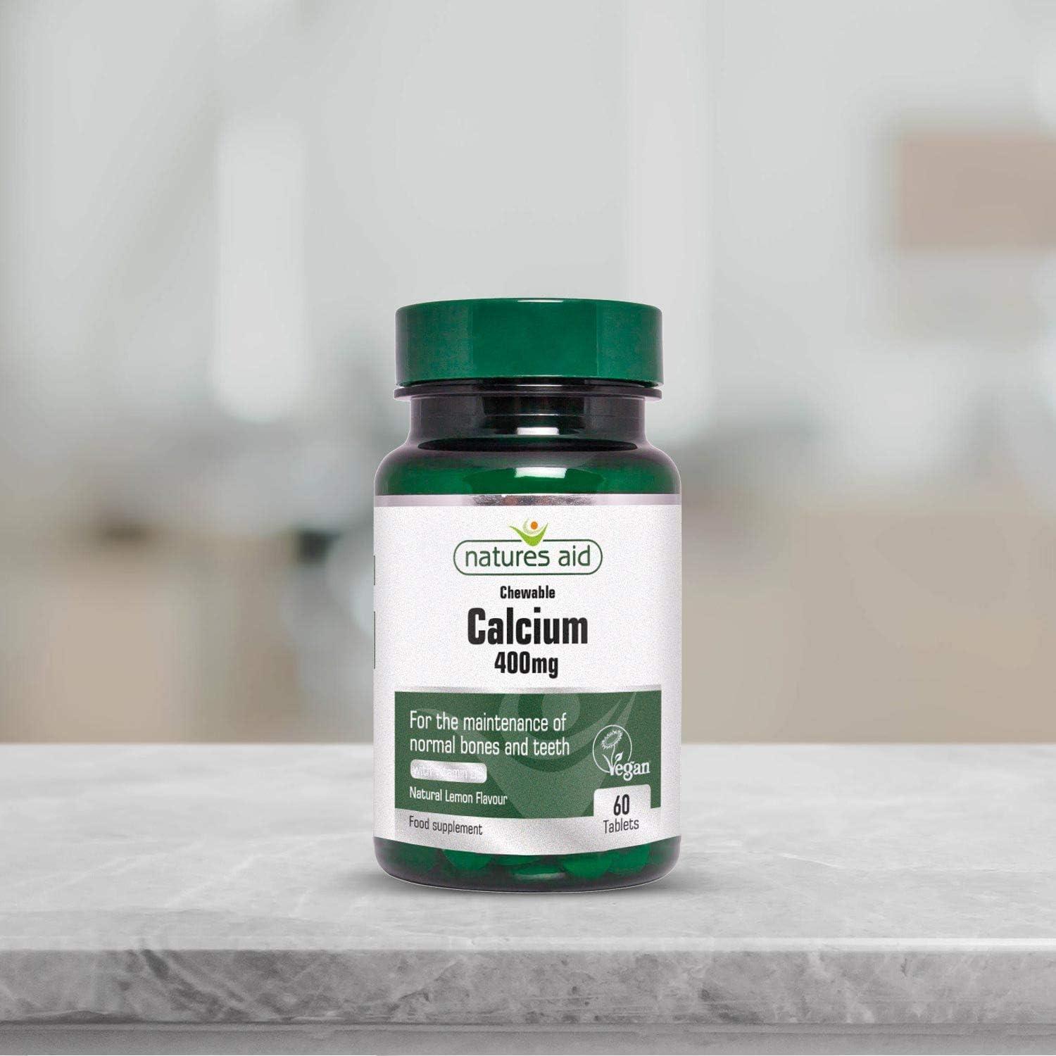 Natures Aid Chewable Calcium 400mg with Vitamin D - 60 Tabs for Strong ...
