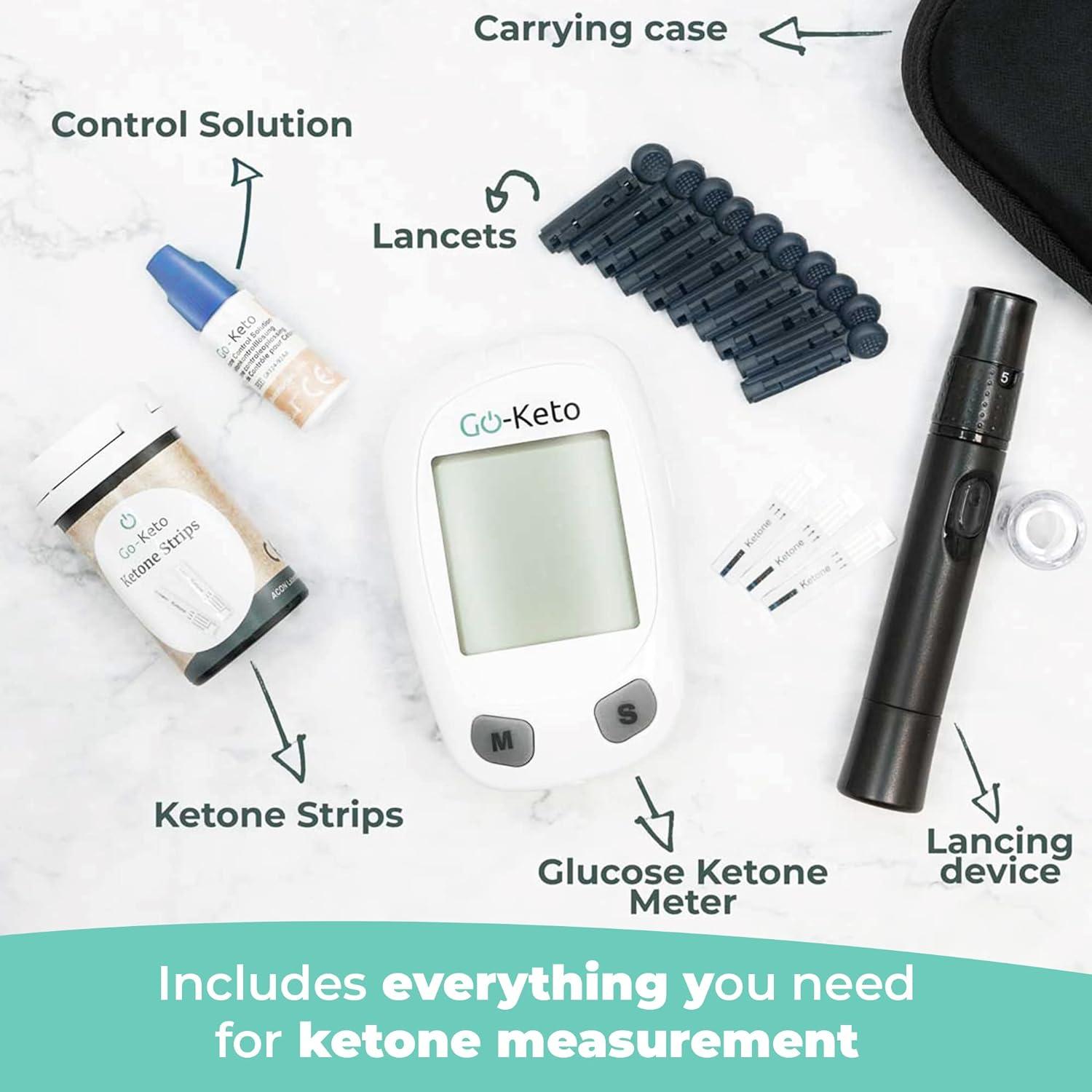 Keto Blood Meter Set - 10 Test Strips & Accessories for Ketone ...