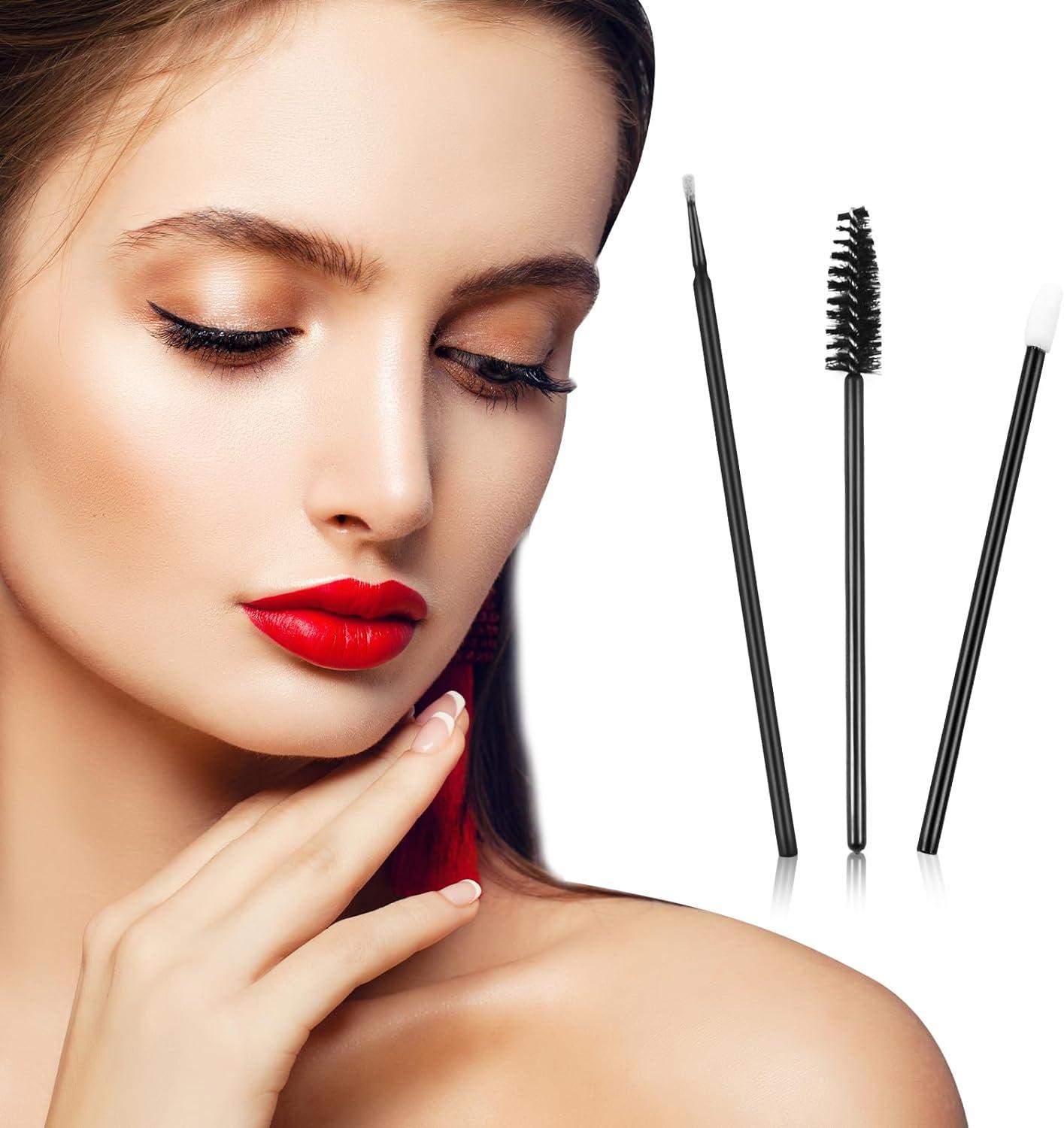 200 Pcs Disposable Mascara & Lip Wands Set with Organizer Box - Black ...