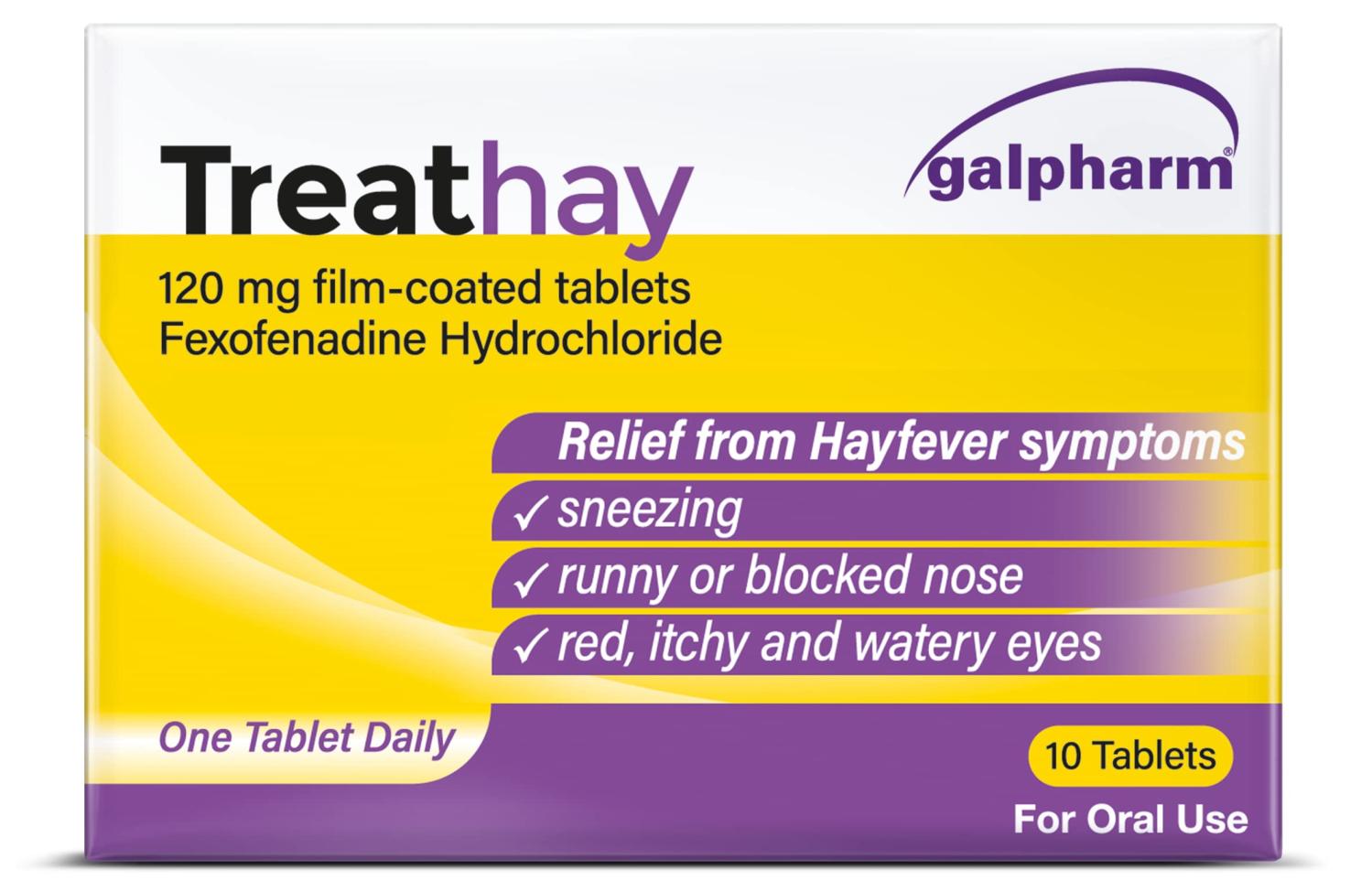 Galpharm Treathay Hayfever Relief Fexofenadine 120mg x10 - Fast Allergy ...