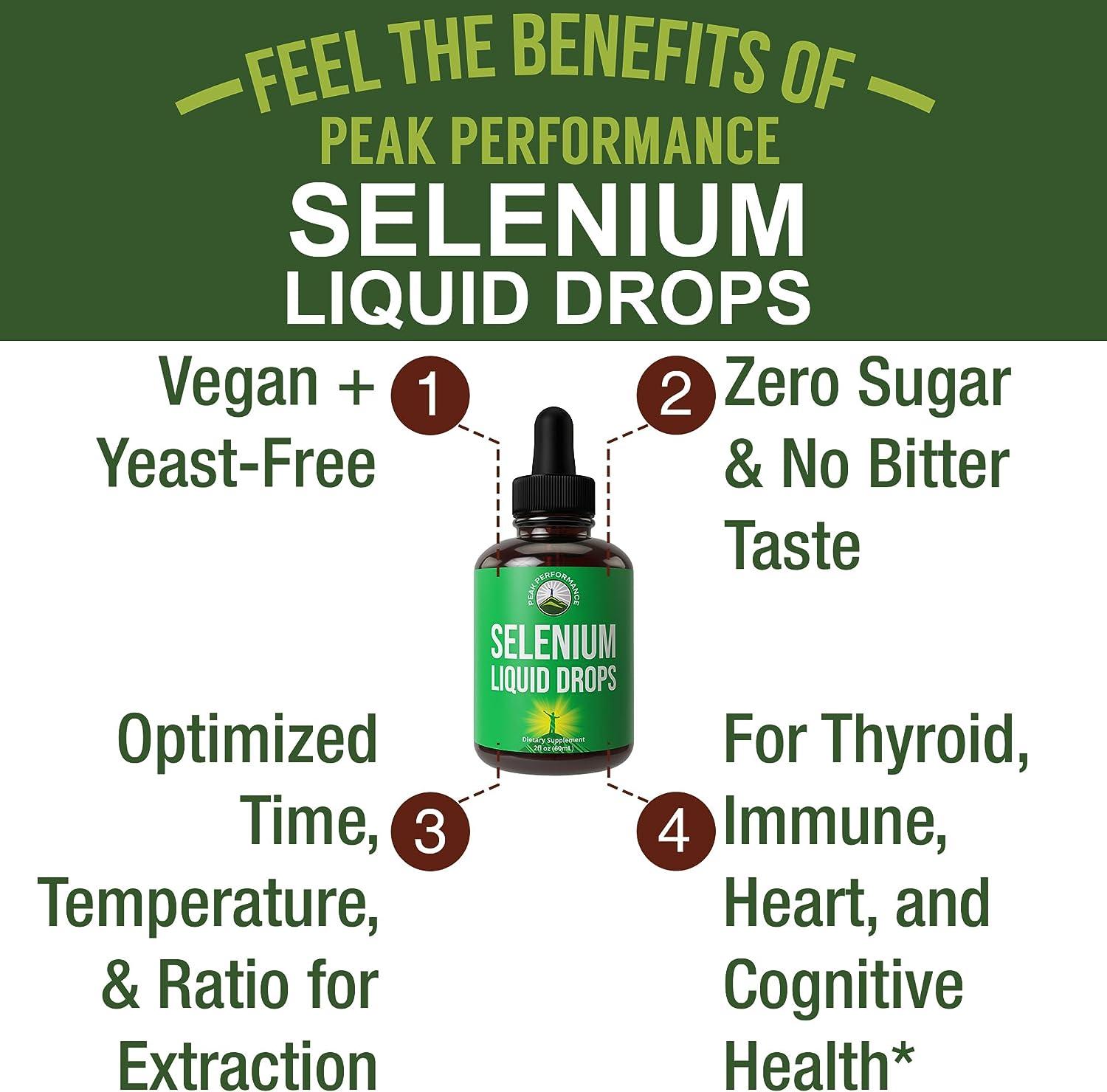 Selenium Liquid Drops - 200mcg, 300 Servings - Thyroid, Immune, Heart ...